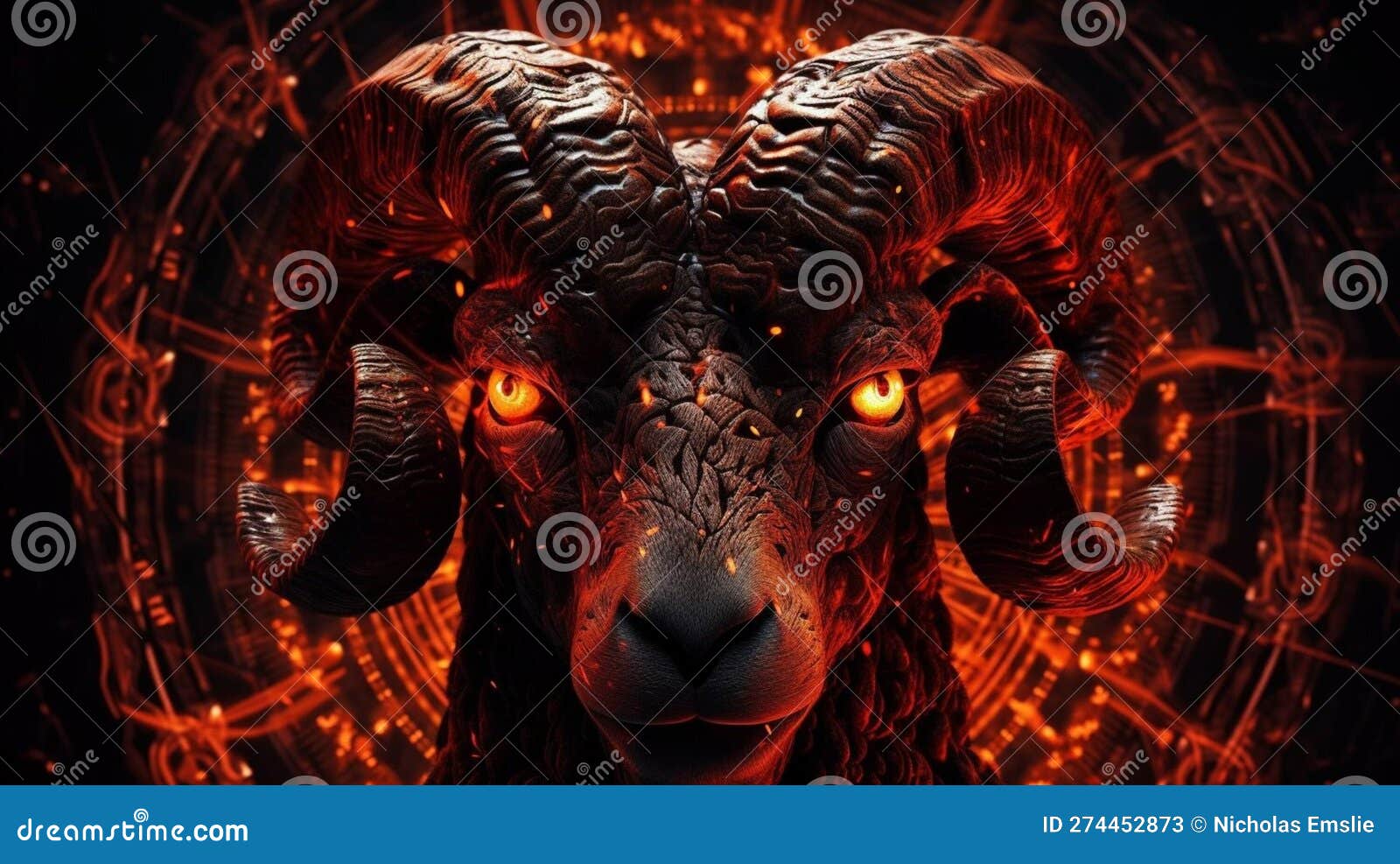 Fiery Aries Ram Símbolo Generado Ai Stock de ilustración - Ilustración ...