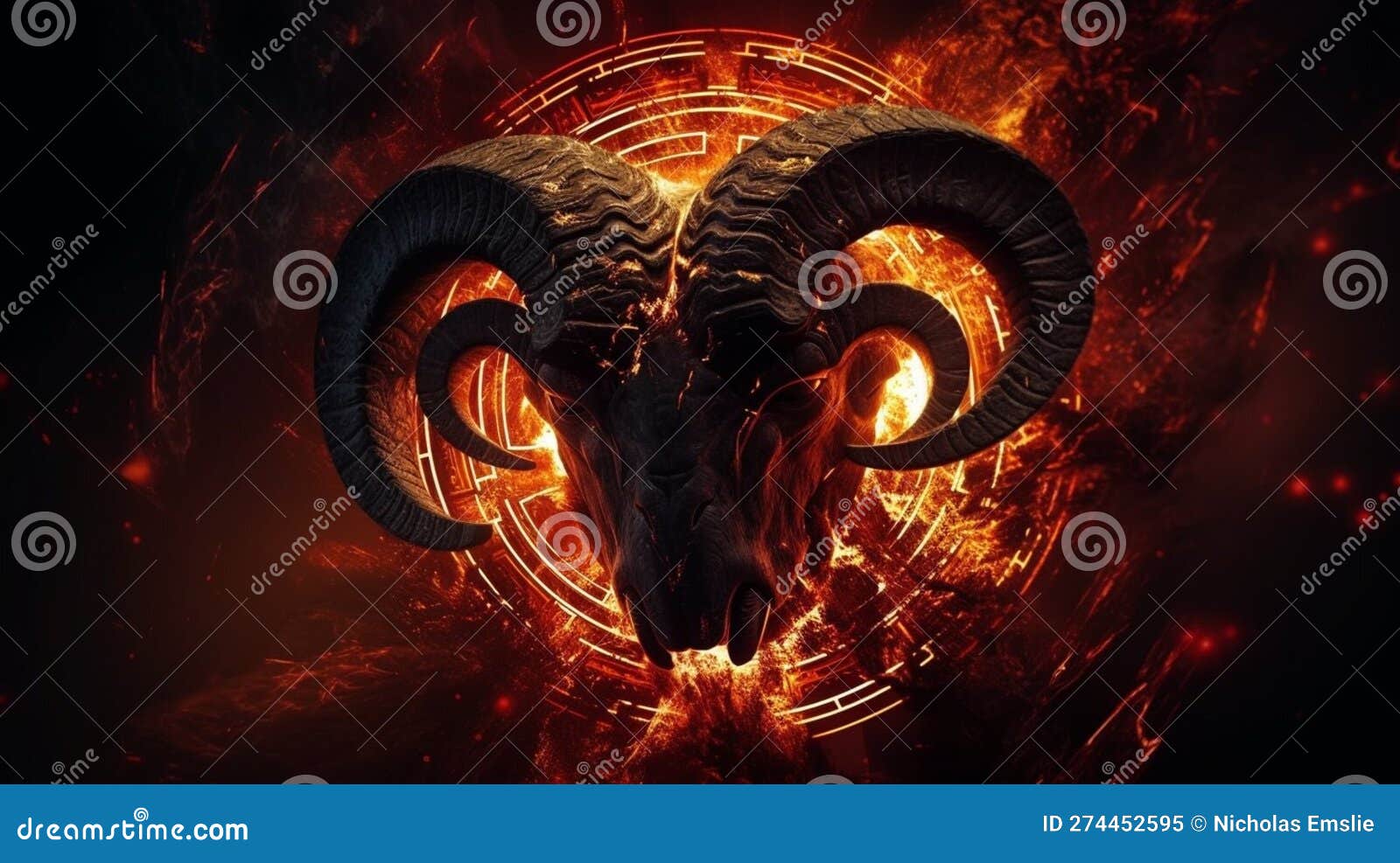 Fiery Aries Ram Symbol Ai Generated Stock Illustration - Illustration ...