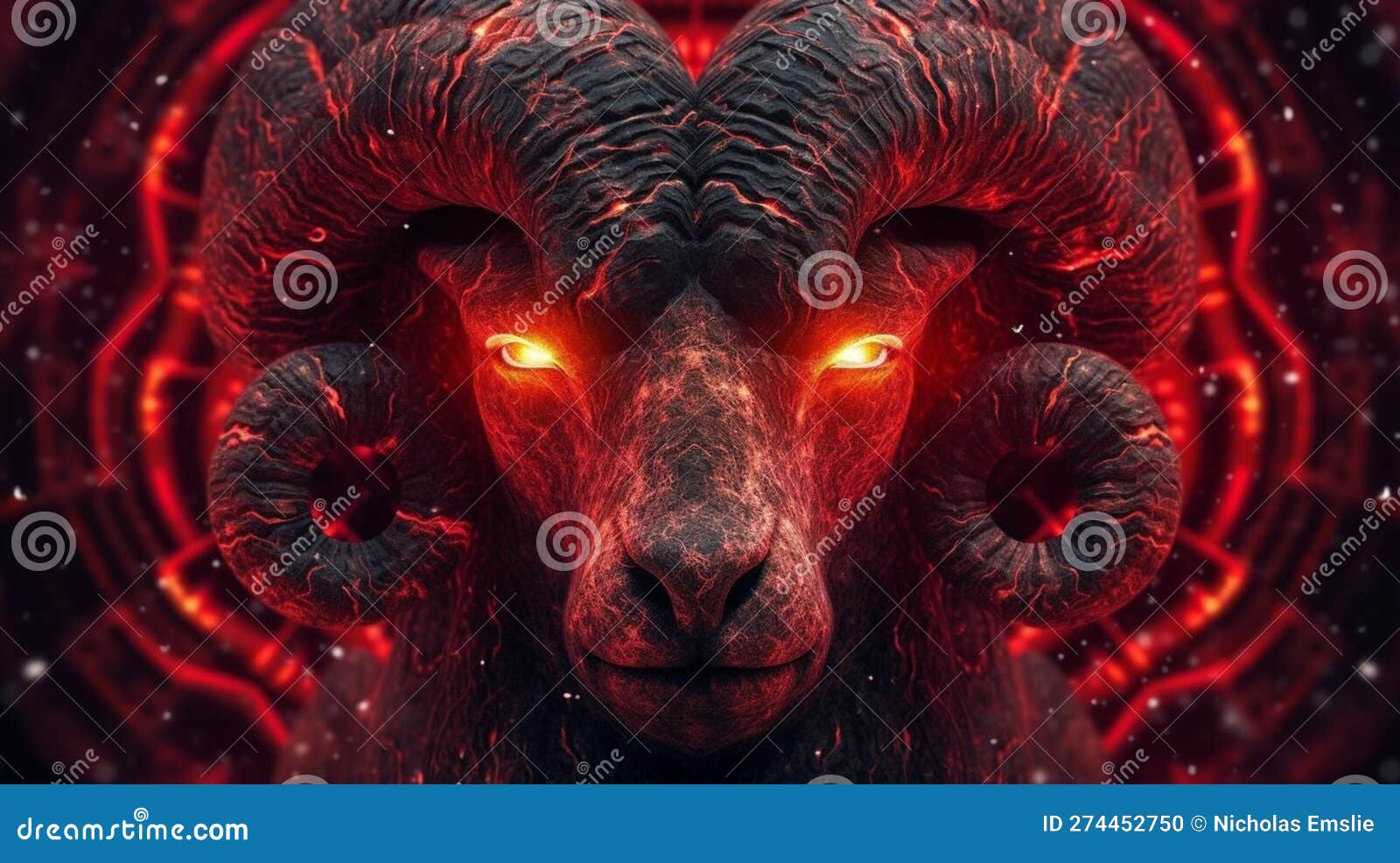 Fiery Aries Ram Symbol Ai Generated Stock Illustration - Illustration ...
