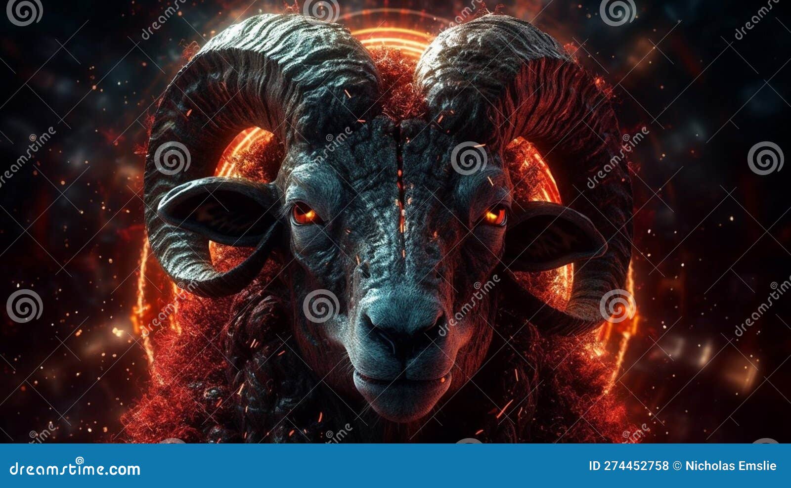 Fiery Aries Ram Symbol Ai Generated Stock Illustration - Illustration ...