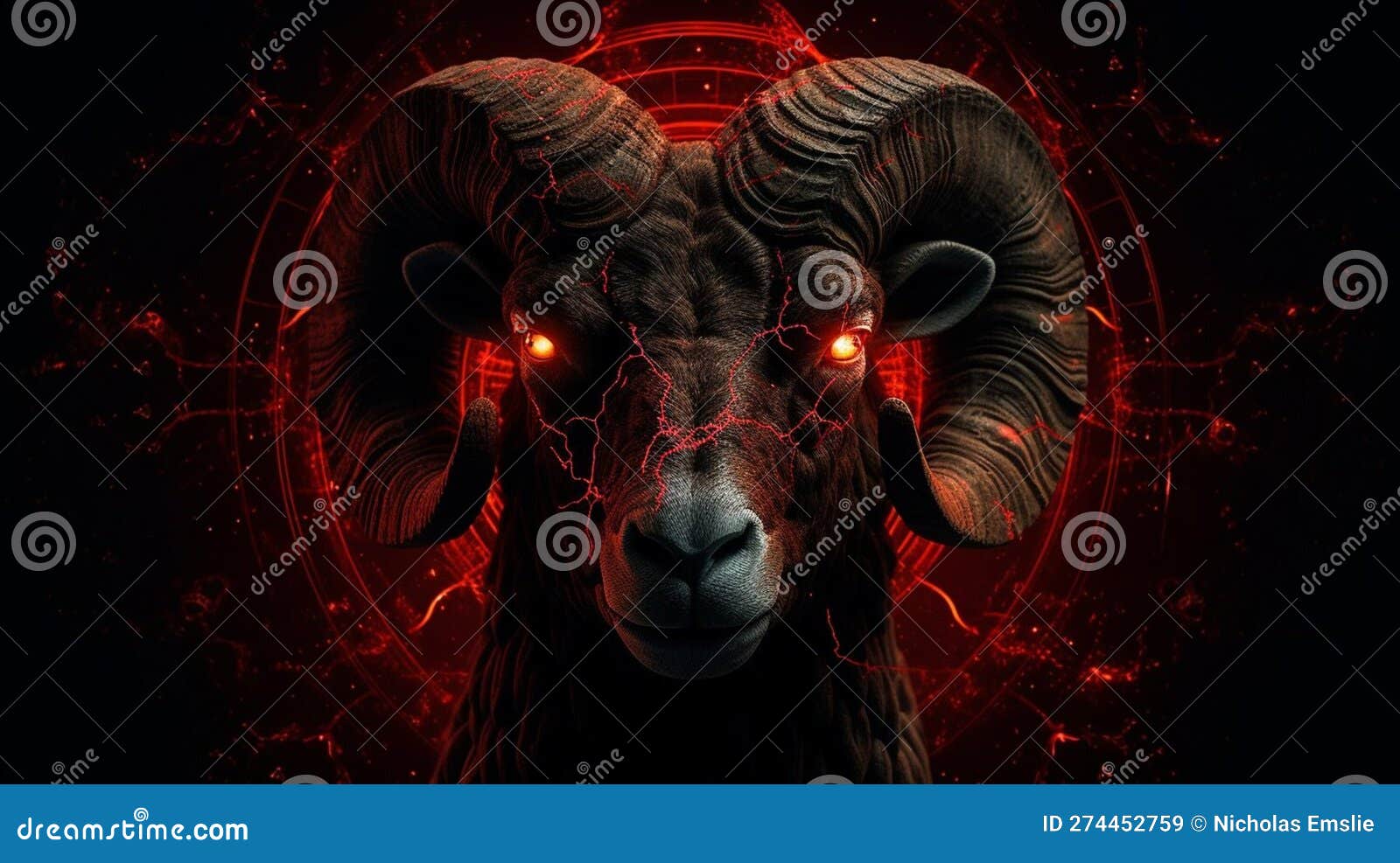 Fiery Aries Ram Symbol Ai Generated Stock Illustration - Illustration ...