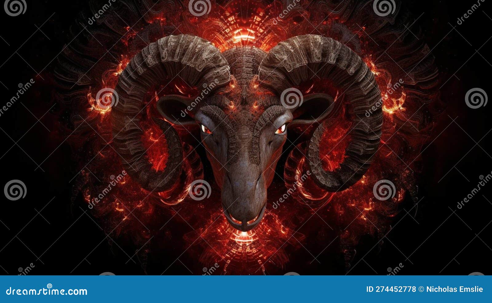 Fiery Aries Ram Symbol Ai Generated Stock Illustration - Illustration ...