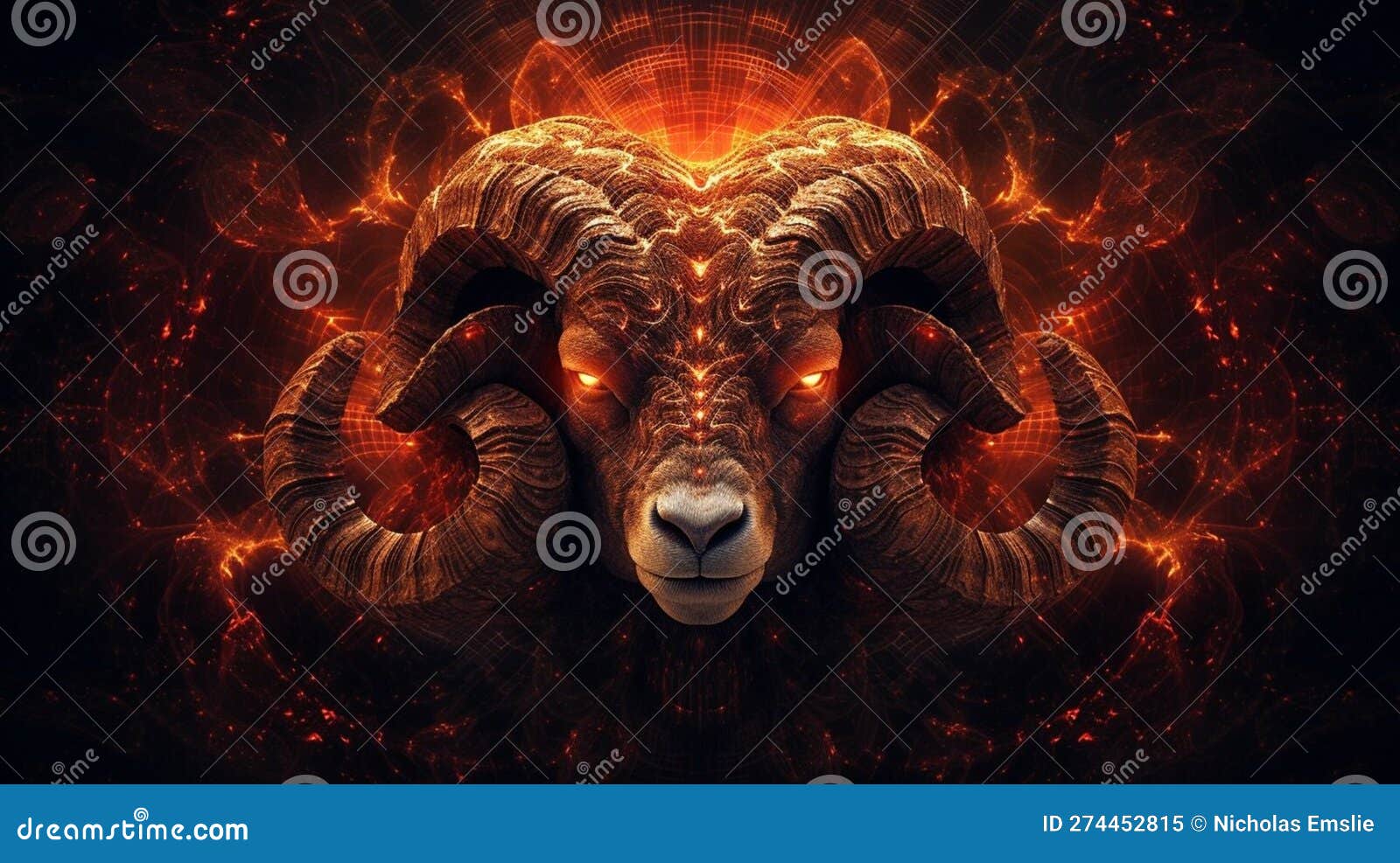 Fiery Aries Ram Symbol Ai Generated Stock Illustration - Illustration ...