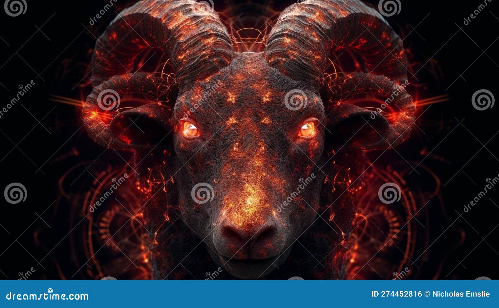 Fiery Aries Ram Symbol Ai Generated Stock Illustration - Illustration ...
