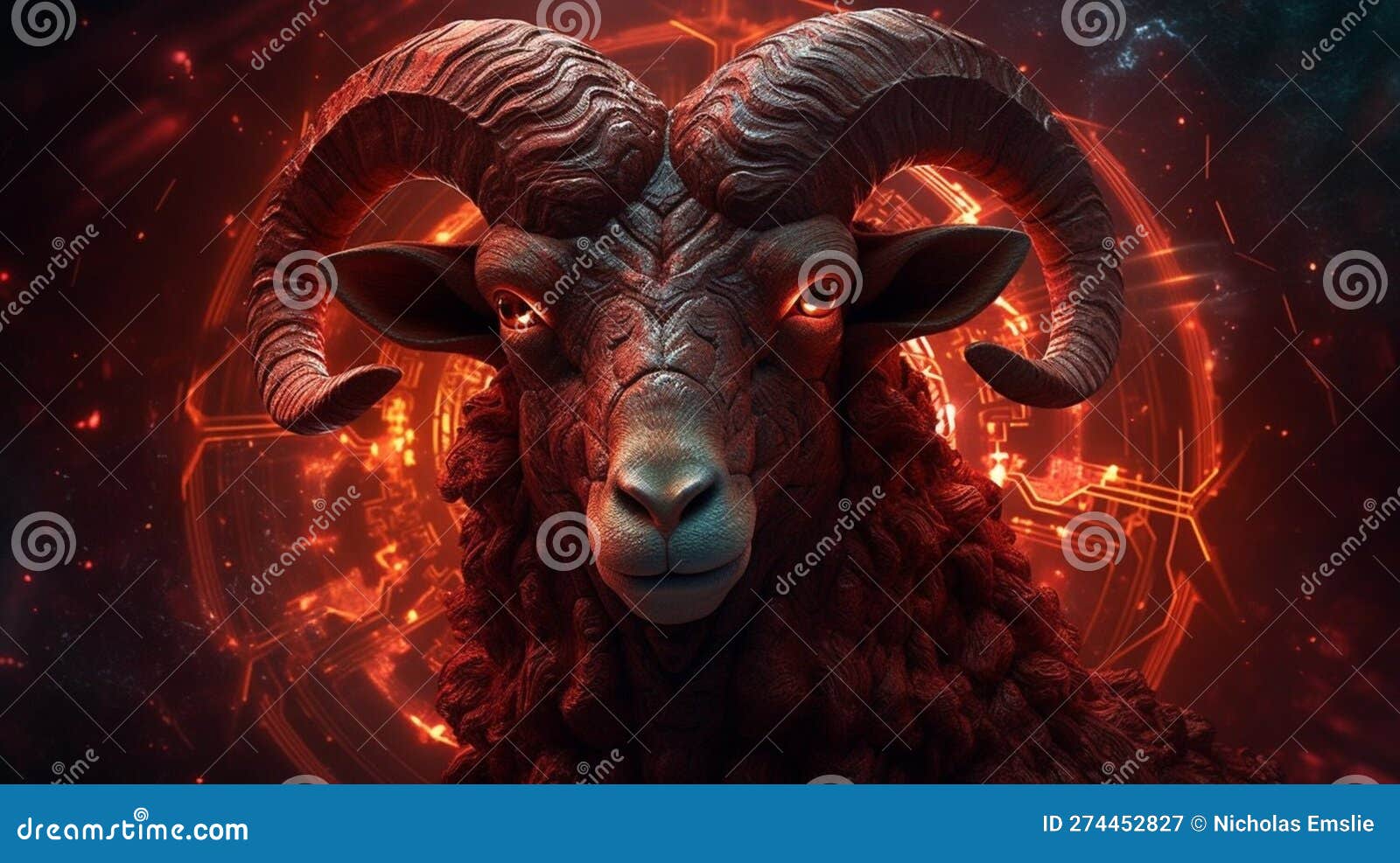 Fiery Aries Ram Symbol Ai Generated Stock Illustration - Illustration ...