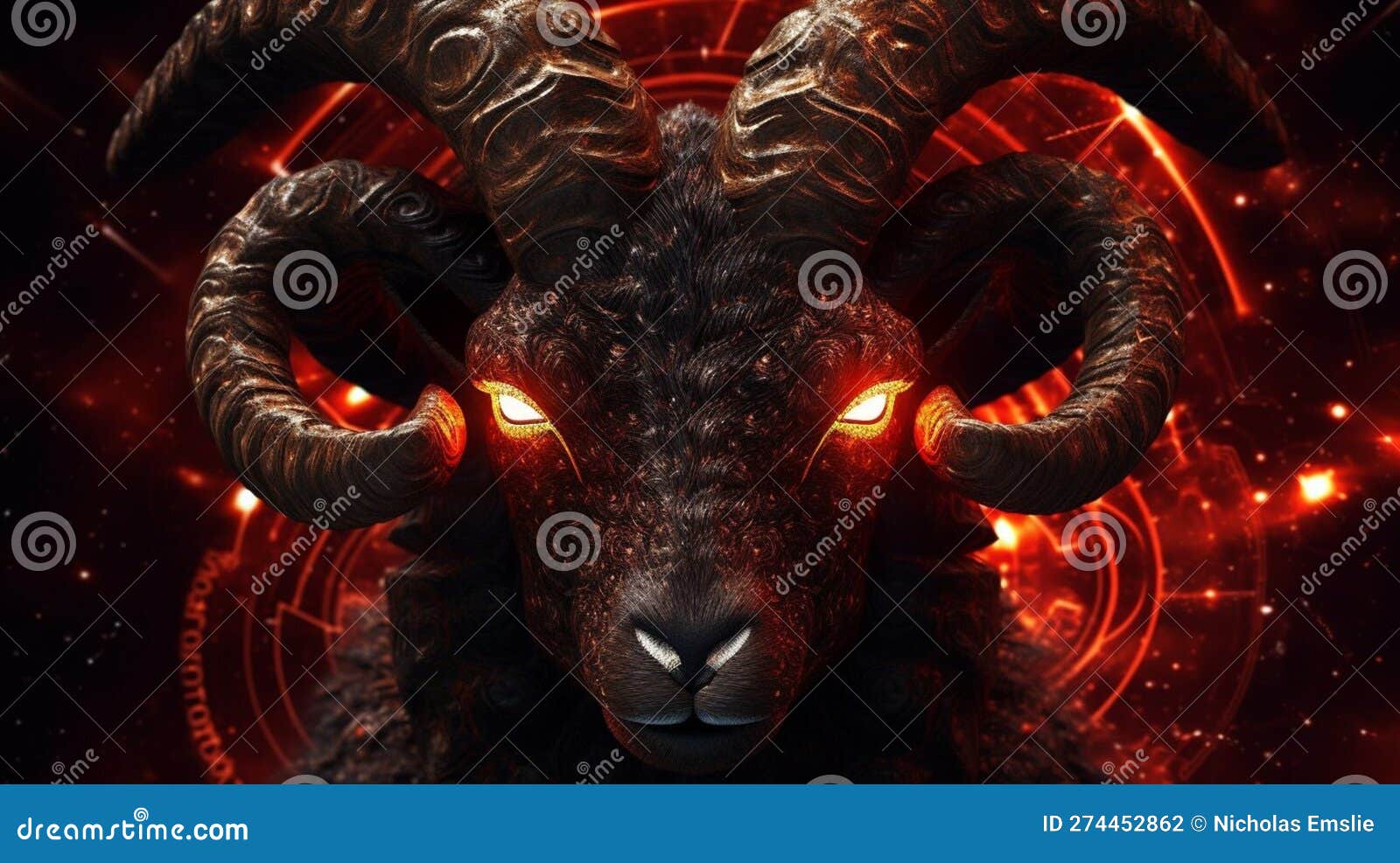 Fiery Aries Ram Symbol Ai Generated Stock Illustration - Illustration ...