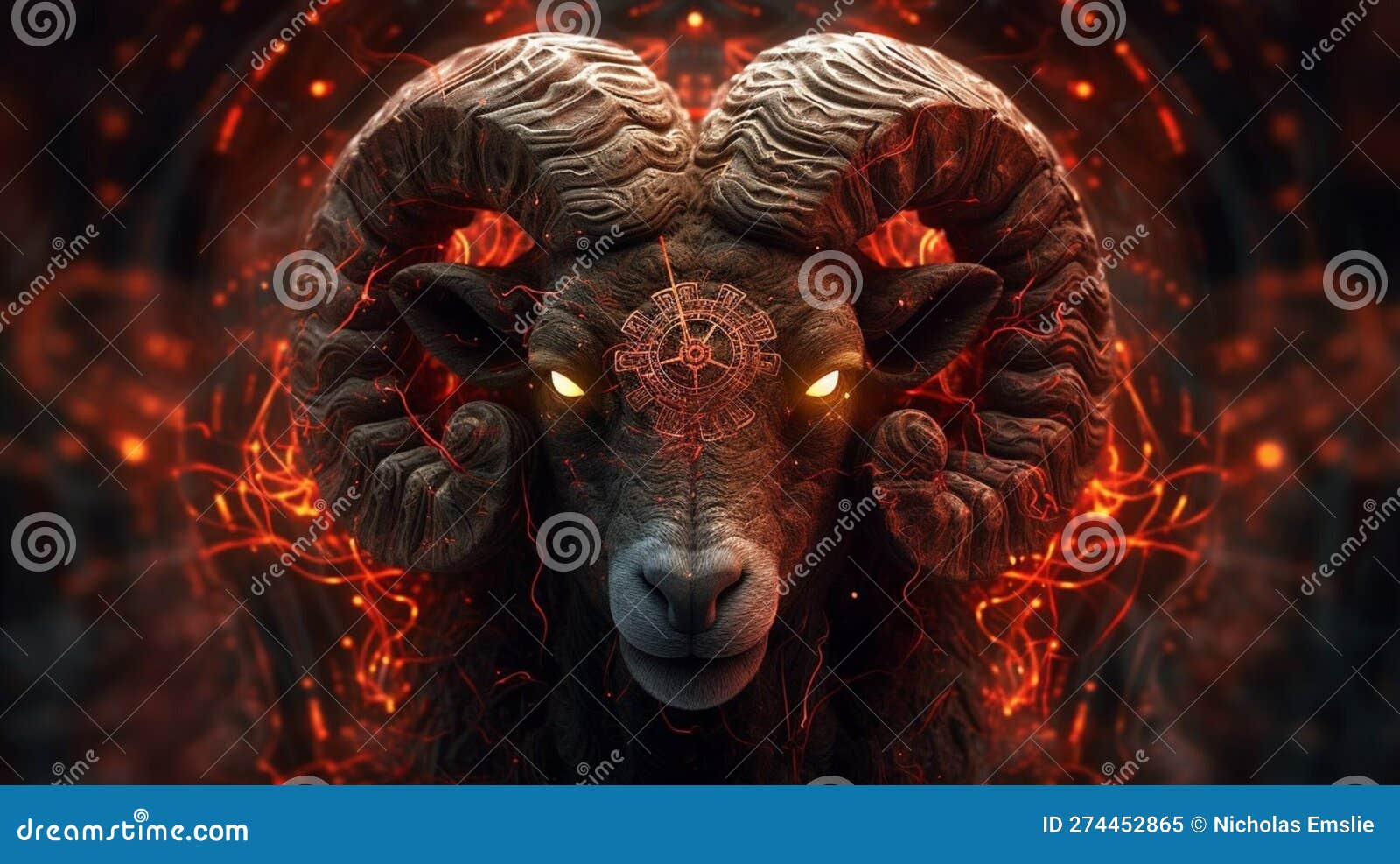 Fiery Aries Ram Symbol Ai Generated Stock Illustration - Illustration ...