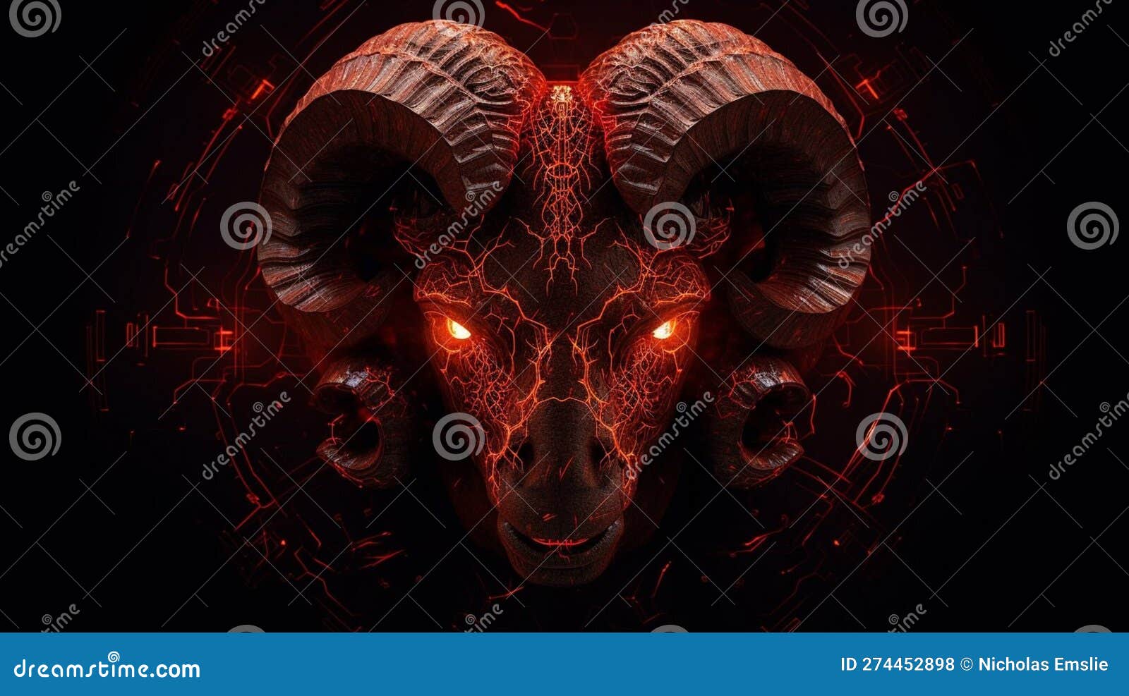 Fiery Aries Ram Symbol Ai Generated Stock Illustration - Illustration ...