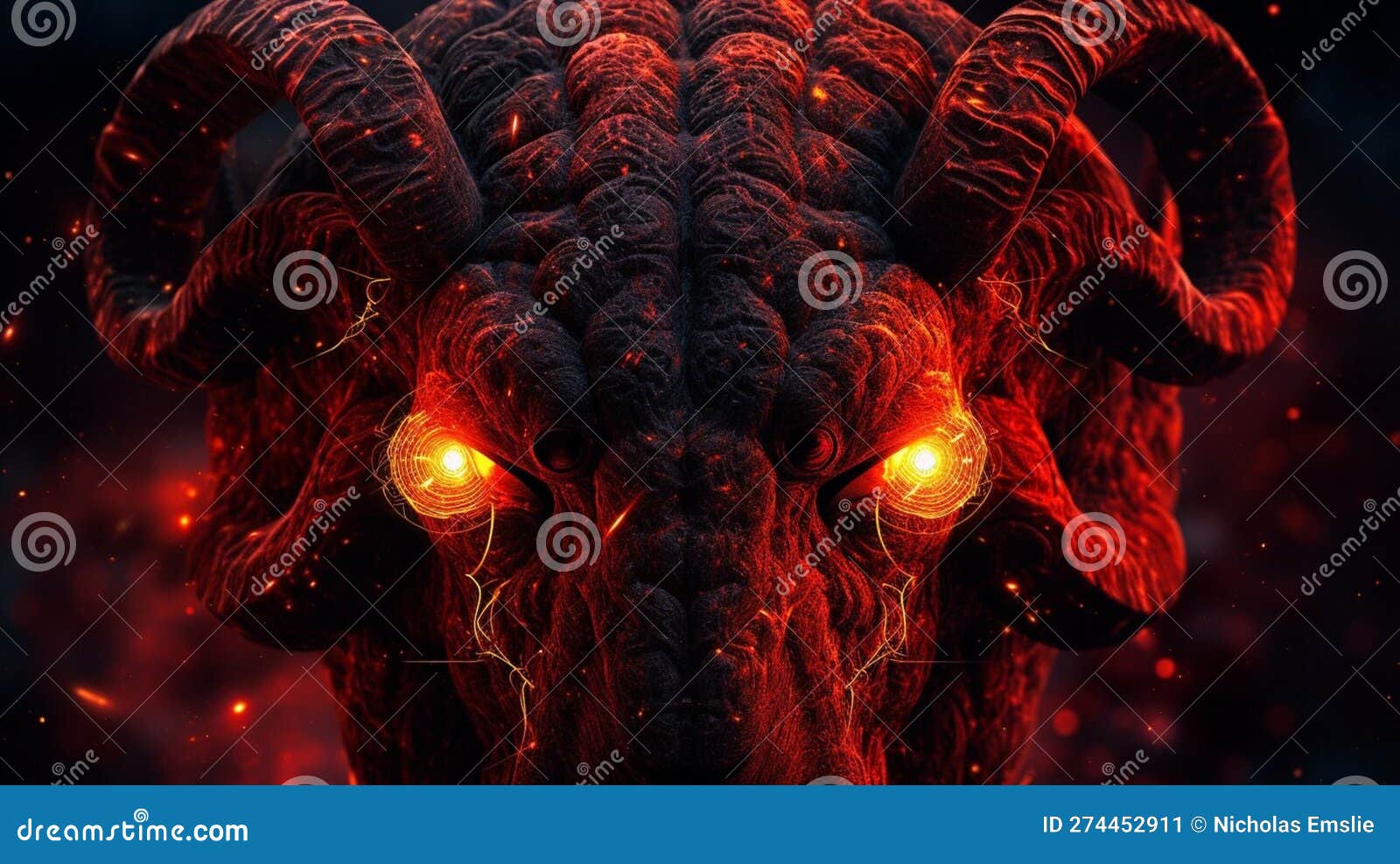 Fiery Aries Ram Symbol Ai Generated Stock Illustration - Illustration ...