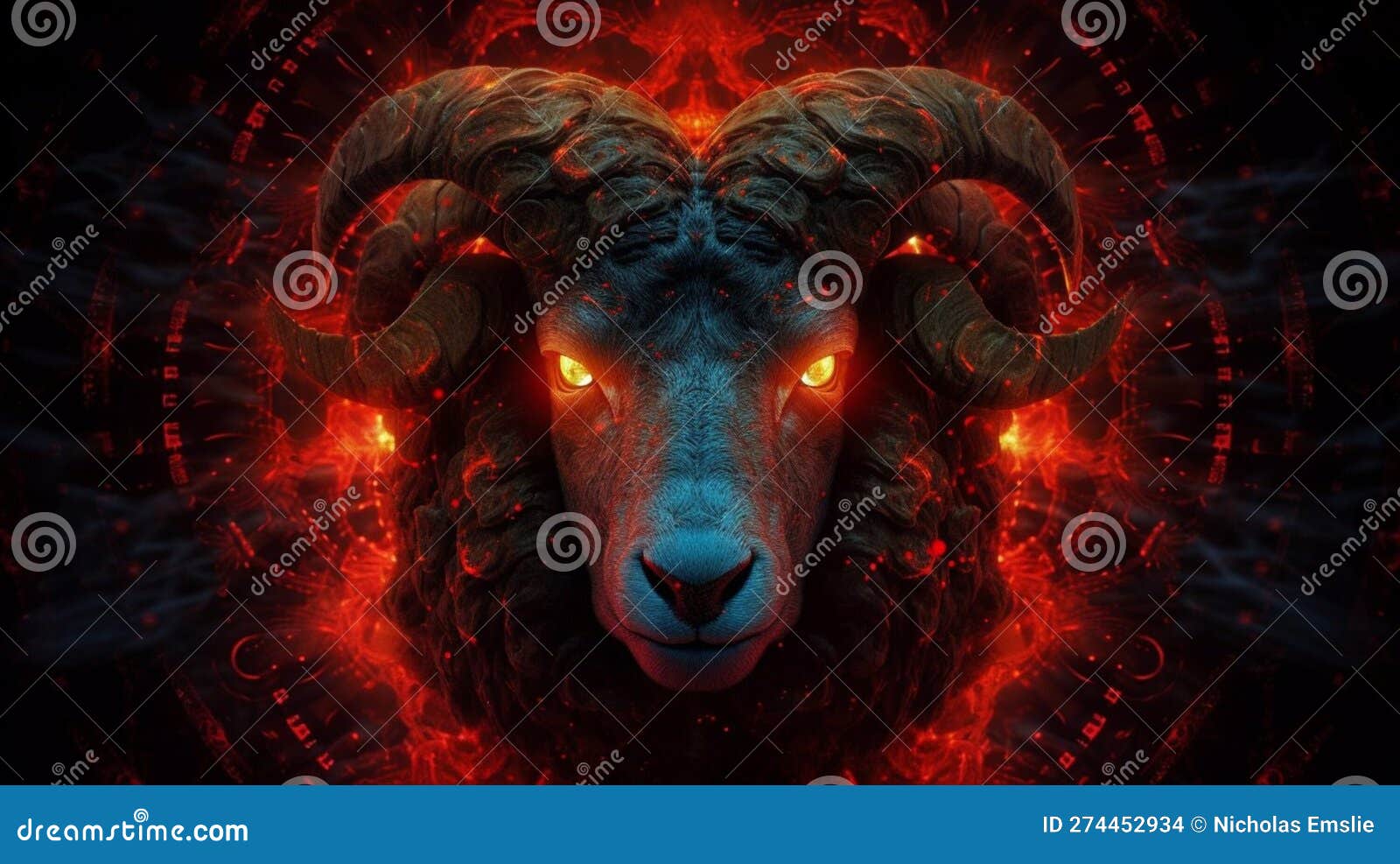 Fiery Aries Ram Symbol Ai Generated Stock Illustration - Illustration ...