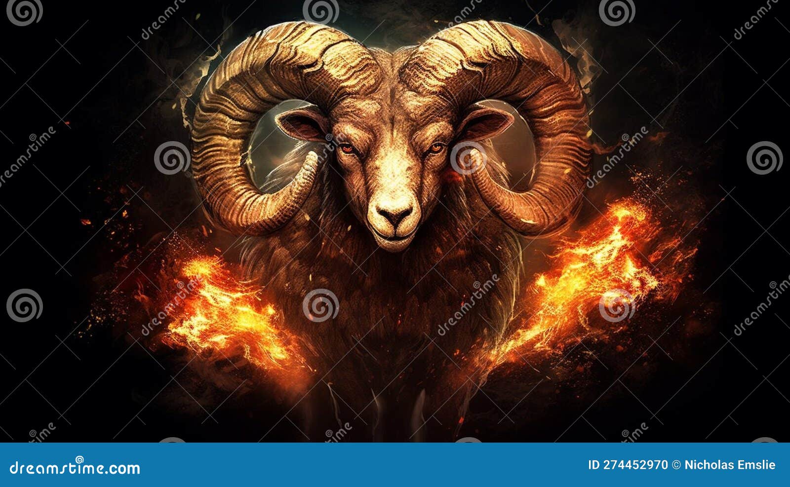 Fiery Aries Ram Symbol Ai Generated Stock Illustration - Illustration ...