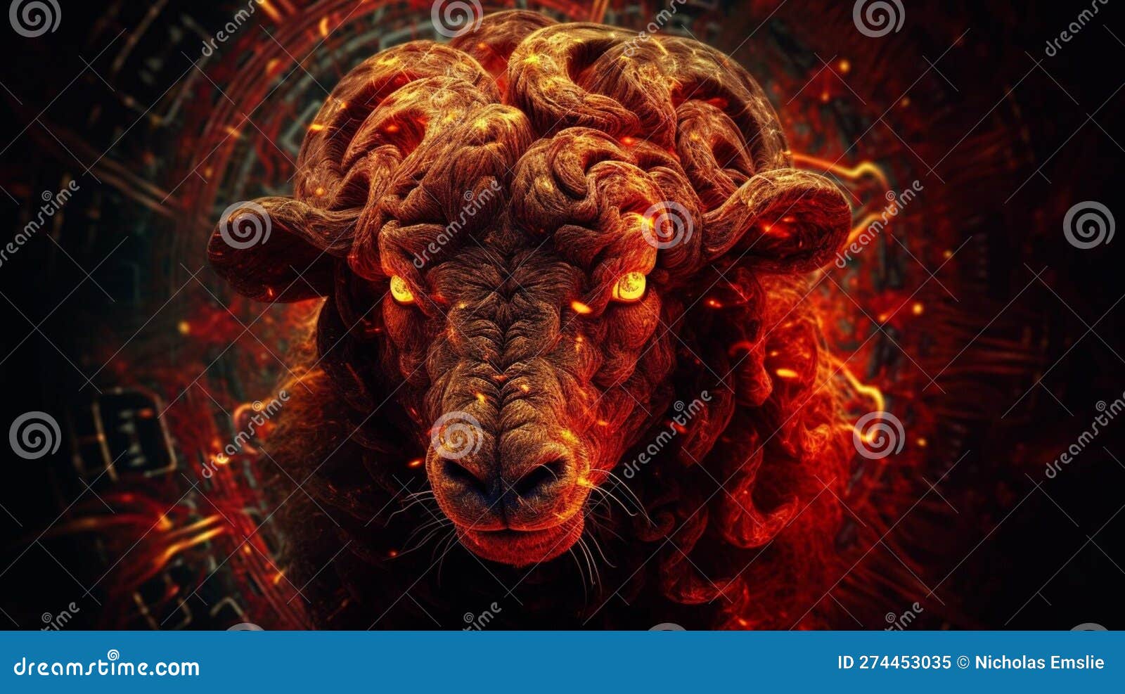 Fiery Aries Ram Symbol Ai Generated Stock Illustration - Illustration ...