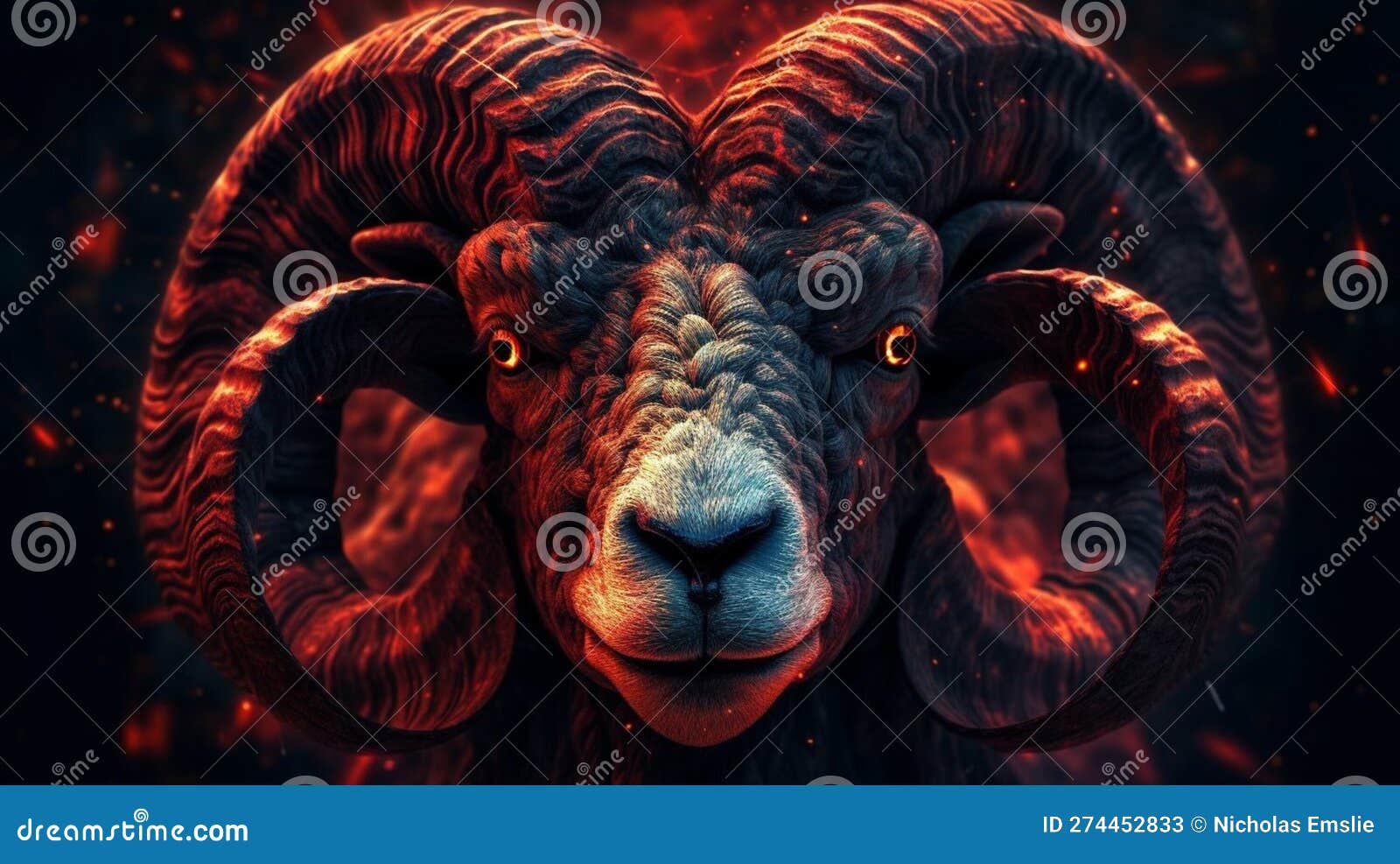 Fiery Aries Ram Symbol Ai Generated Stock Illustration - Illustration ...