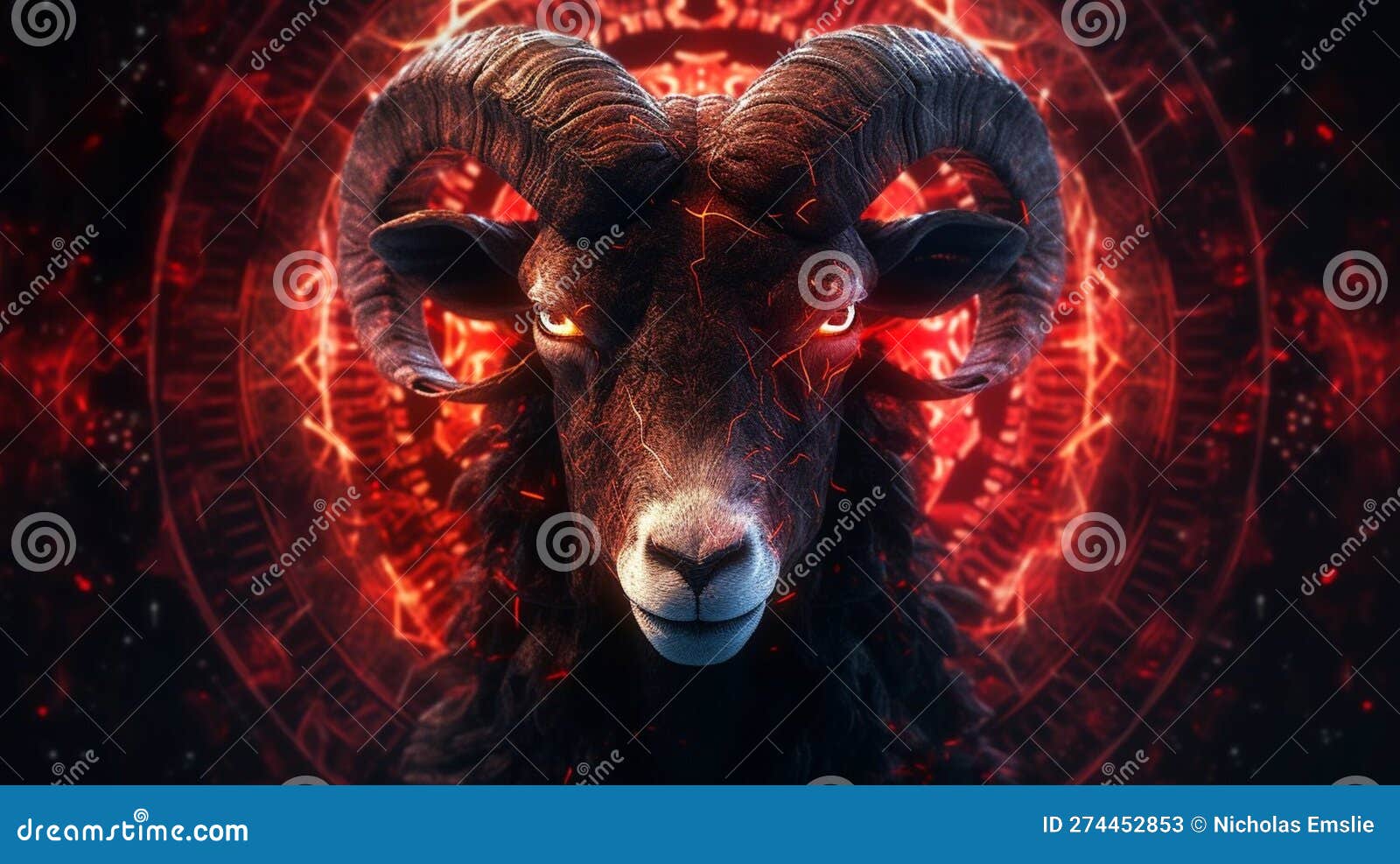 Fiery Aries Ram Symbol Ai Generated Stock Illustration - Illustration ...