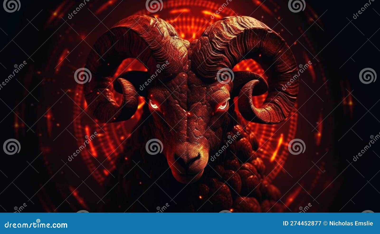 Fiery Aries Ram Symbol Ai Generated Stock Illustration - Illustration ...