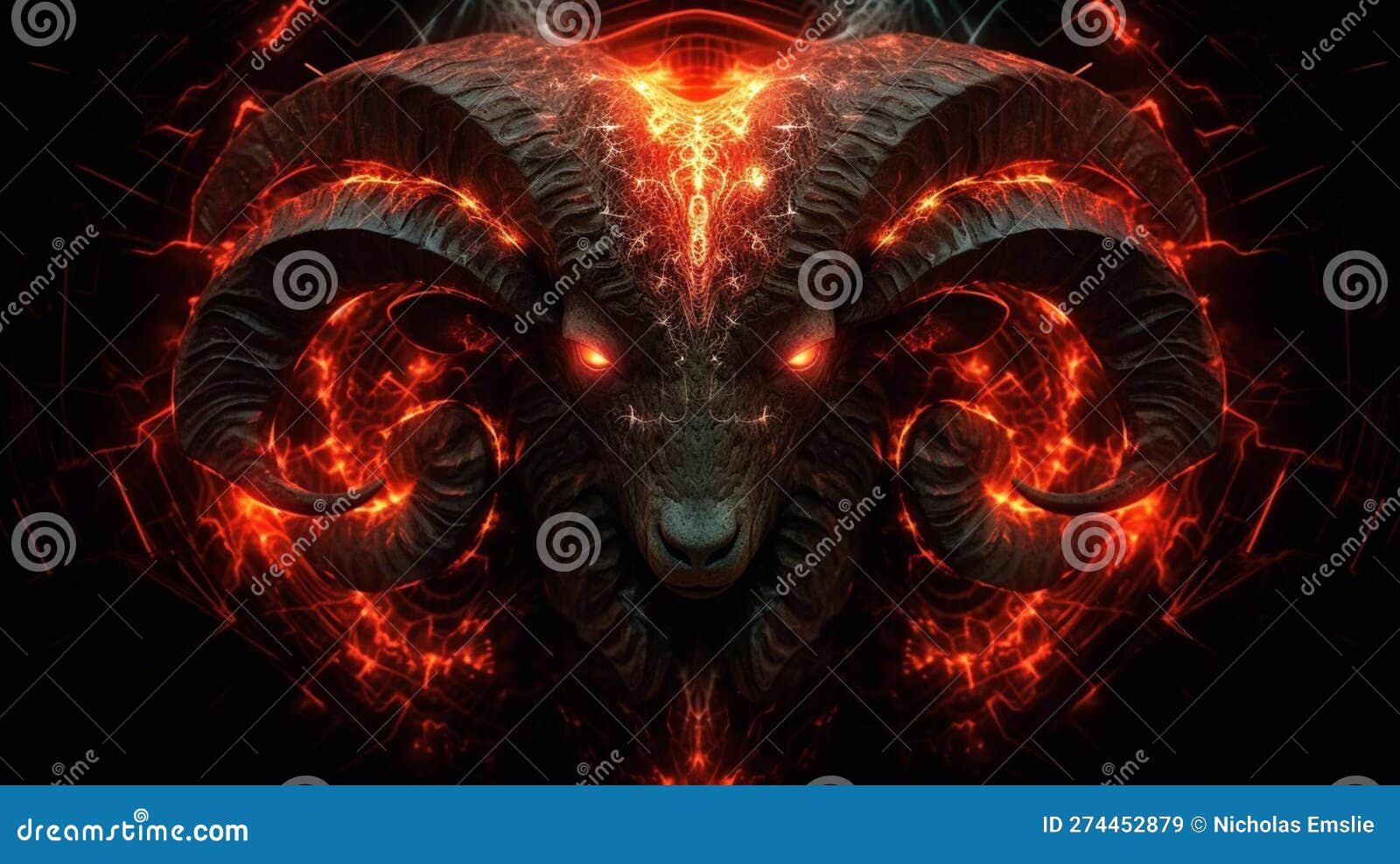 Fiery Aries Ram Symbol Ai Generated Stock Illustration - Illustration ...