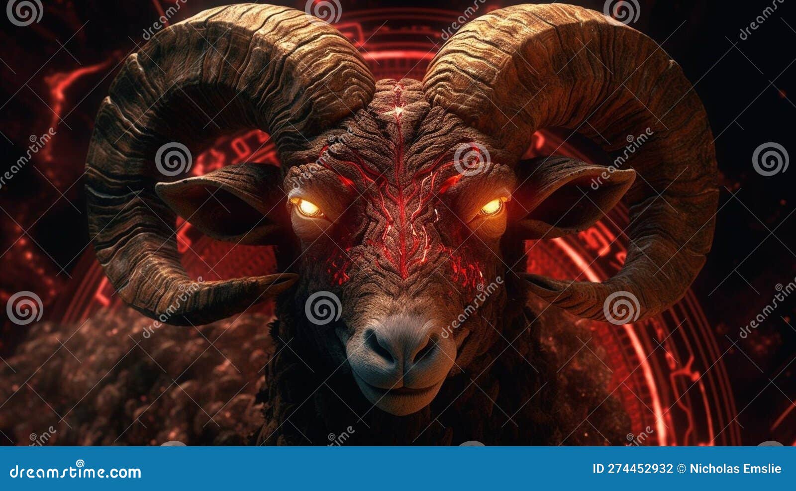 Fiery Aries Ram Symbol Ai Generated Stock Illustration - Illustration ...
