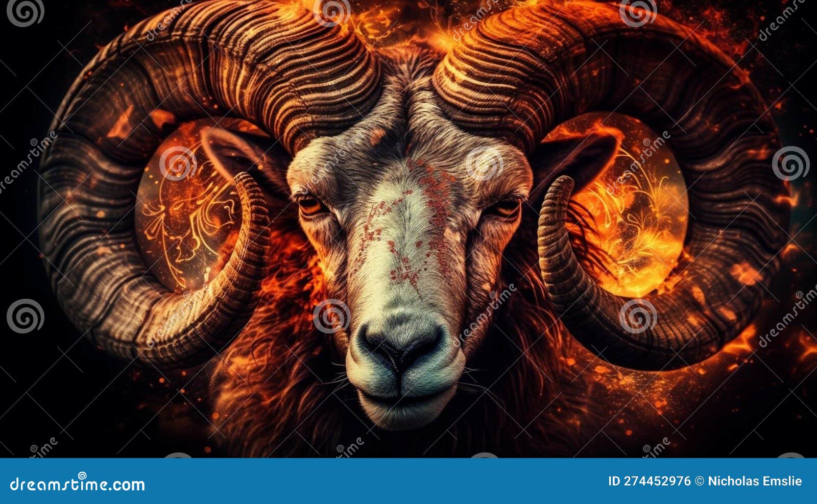 Fiery Aries Ram Symbol Ai Generated Stock Illustration - Illustration ...