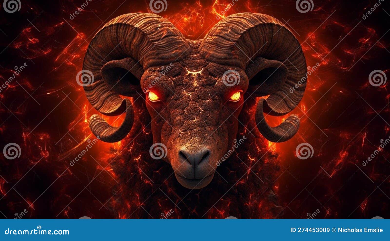 Fiery Aries Ram Symbol Ai Generated Stock Illustration - Illustration ...