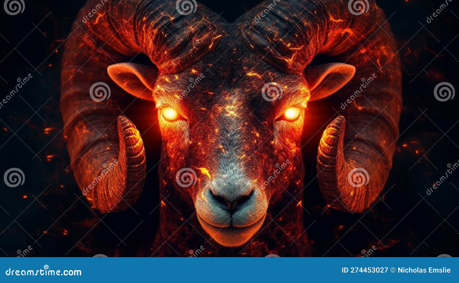 Fiery Aries Ram Symbol Ai Generated Stock Illustration - Illustration ...
