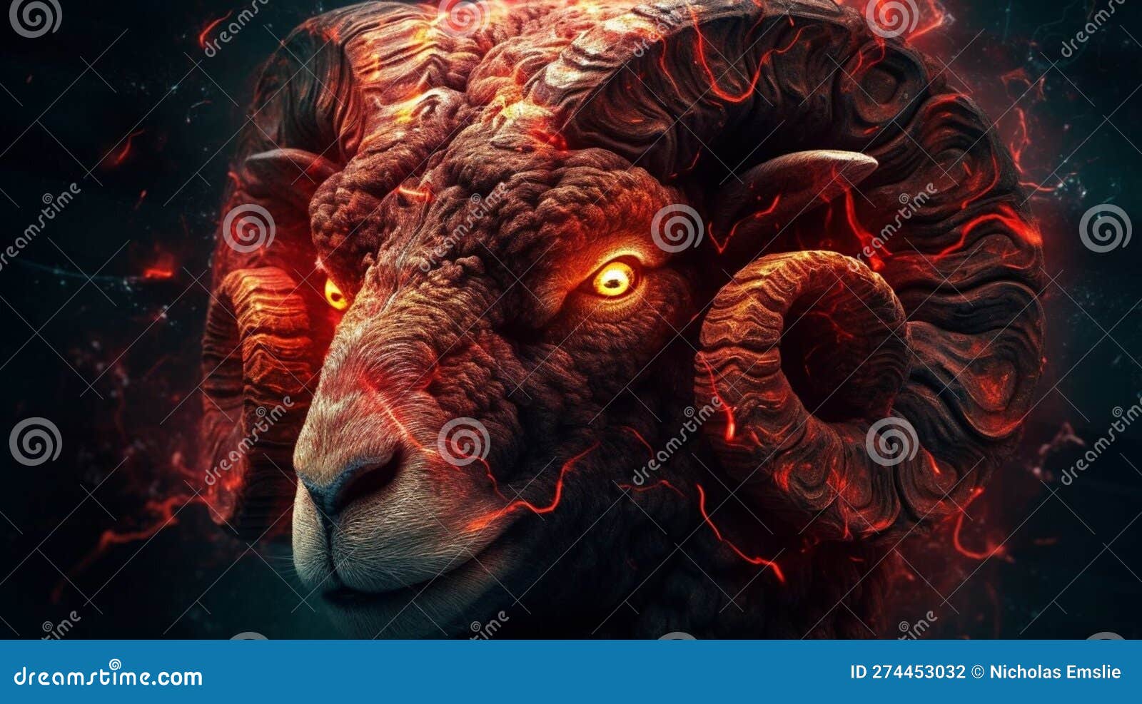 Fiery Aries Ram Symbol Ai Generated Stock Illustration - Illustration ...