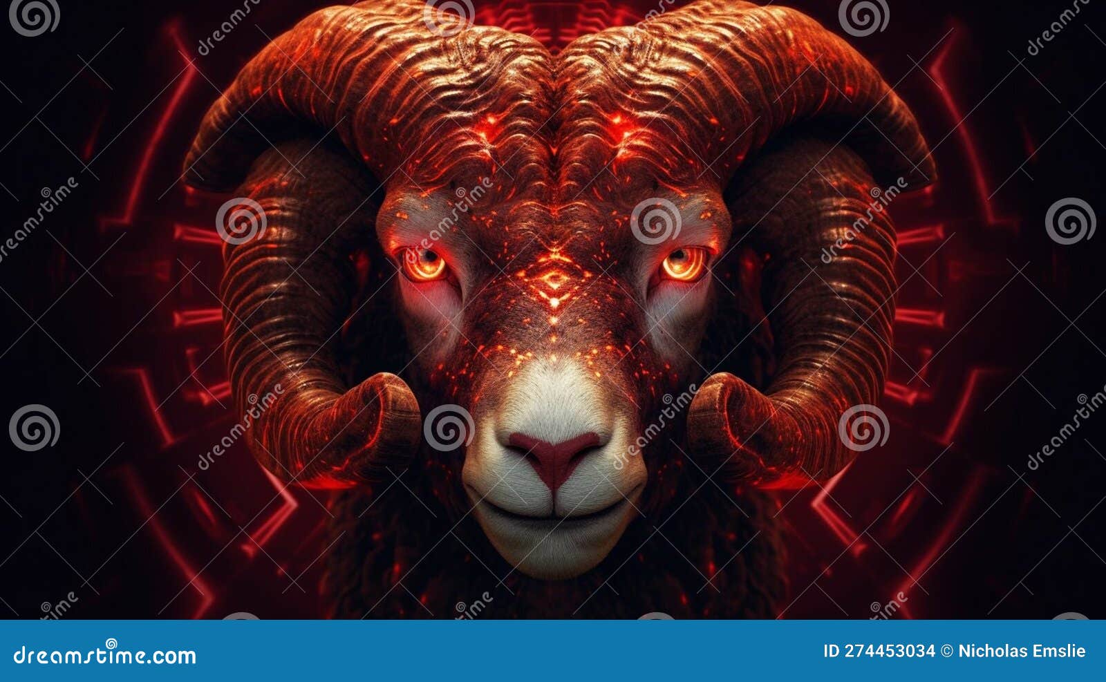 Fiery Aries Ram Symbol Ai Generated Stock Illustration - Illustration ...