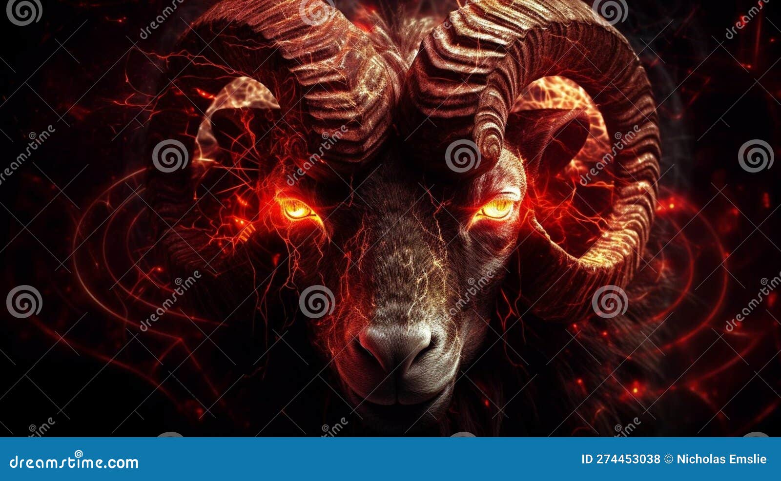 Fiery Aries Ram Symbol Ai Generated Stock Illustration - Illustration ...