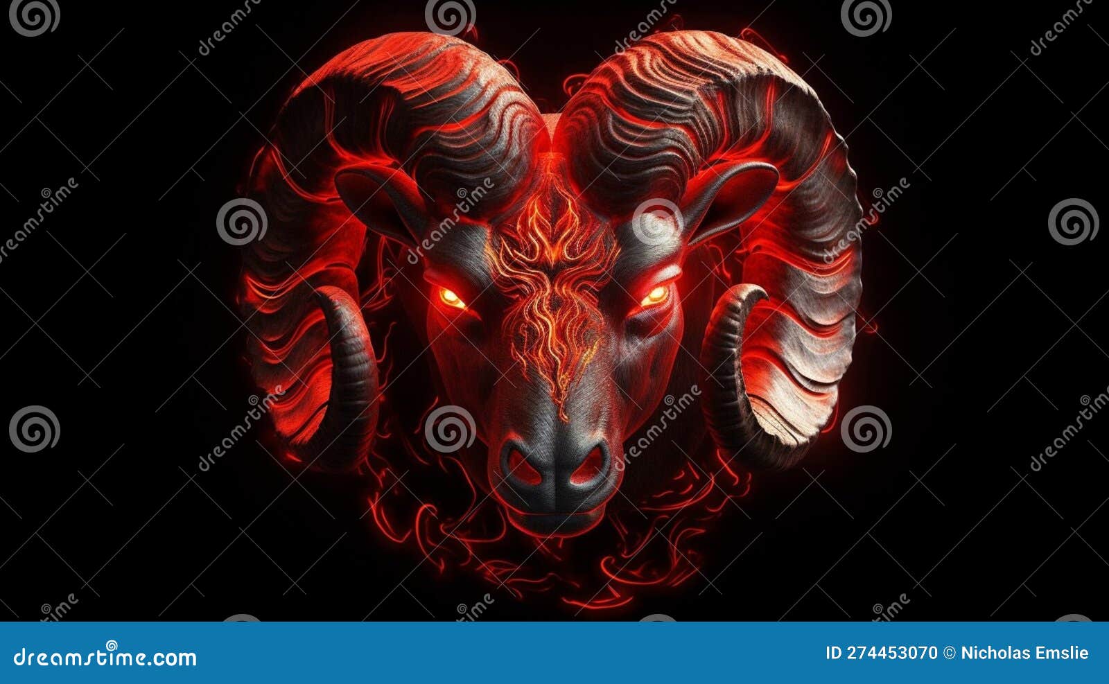 Fiery Aries Ram Symbol Ai Generated Stock Illustration - Illustration ...