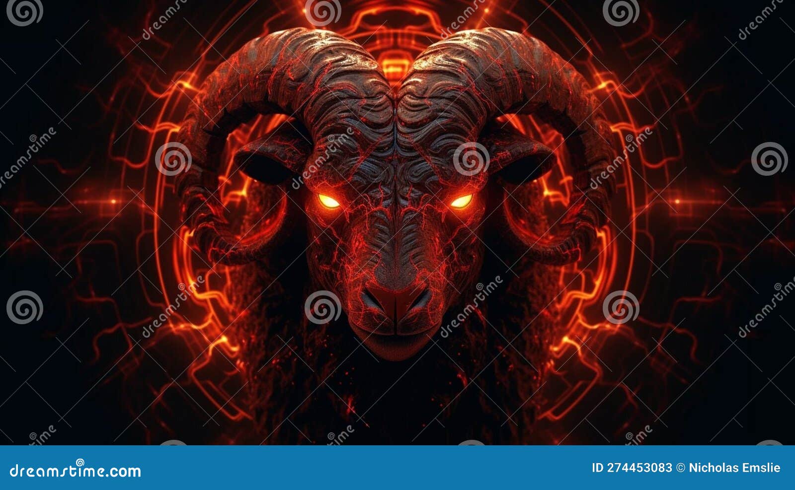 Fiery Aries Ram Symbol Ai Generated Stock Illustration - Illustration ...