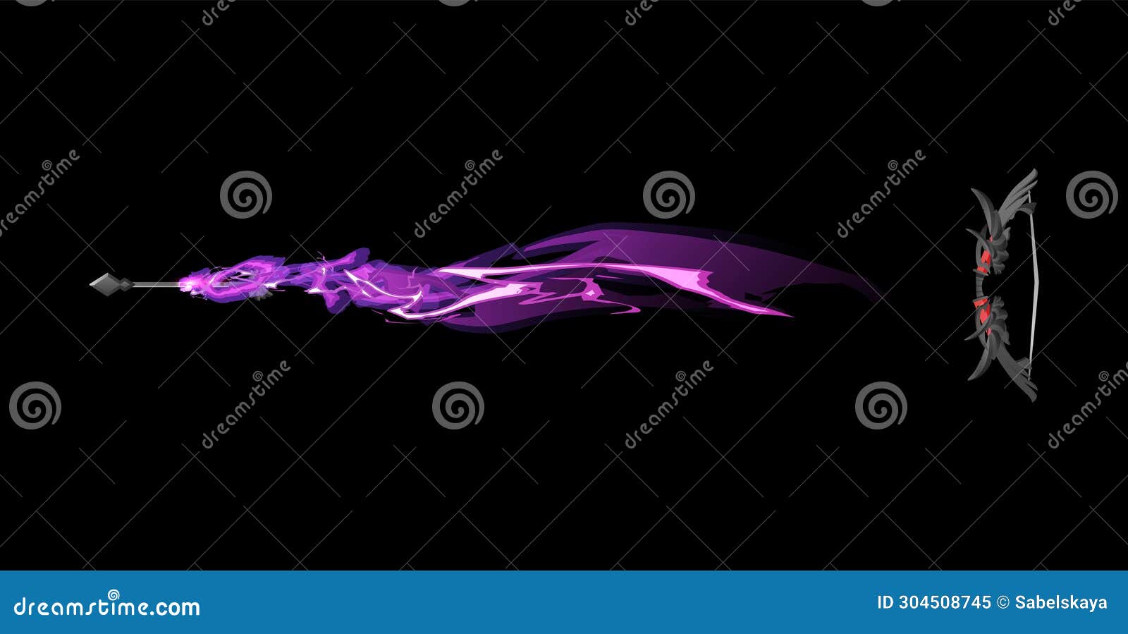 Fiery Arrow Flying Out of a Bow, Game Element, Vector Illustration on ...