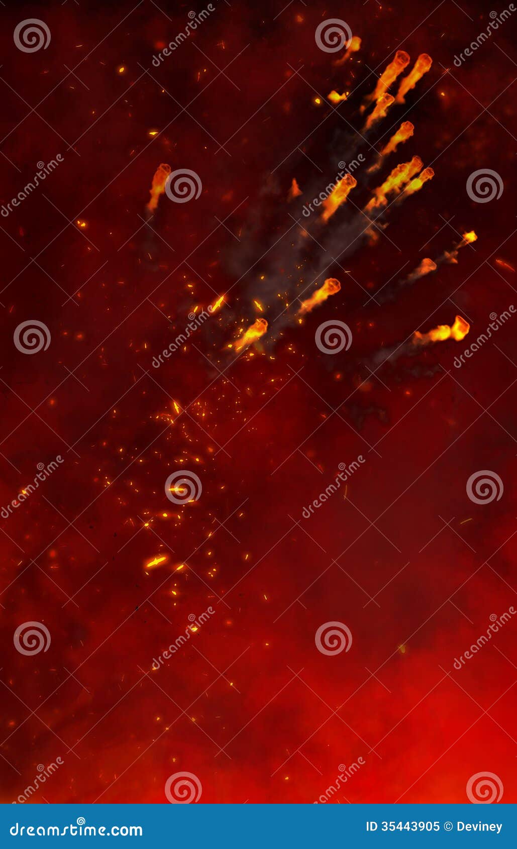 Fiery Background and Explosions Stock Illustration - Illustration of ...