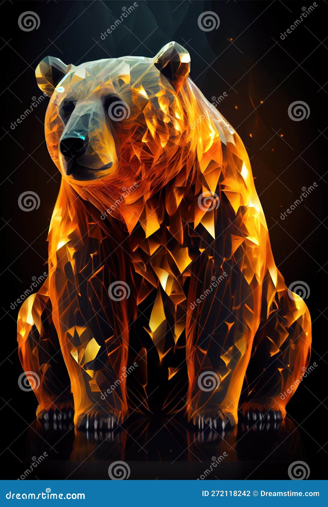 Fiery Bear Print or Logo. Ai Rendered. Stock Illustration ...