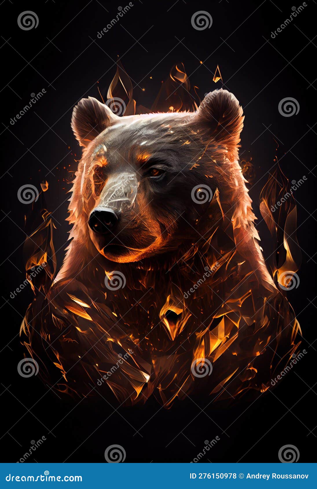 Fiery Bear Print or Logo. Ai Rendered. Stock Illustration ...