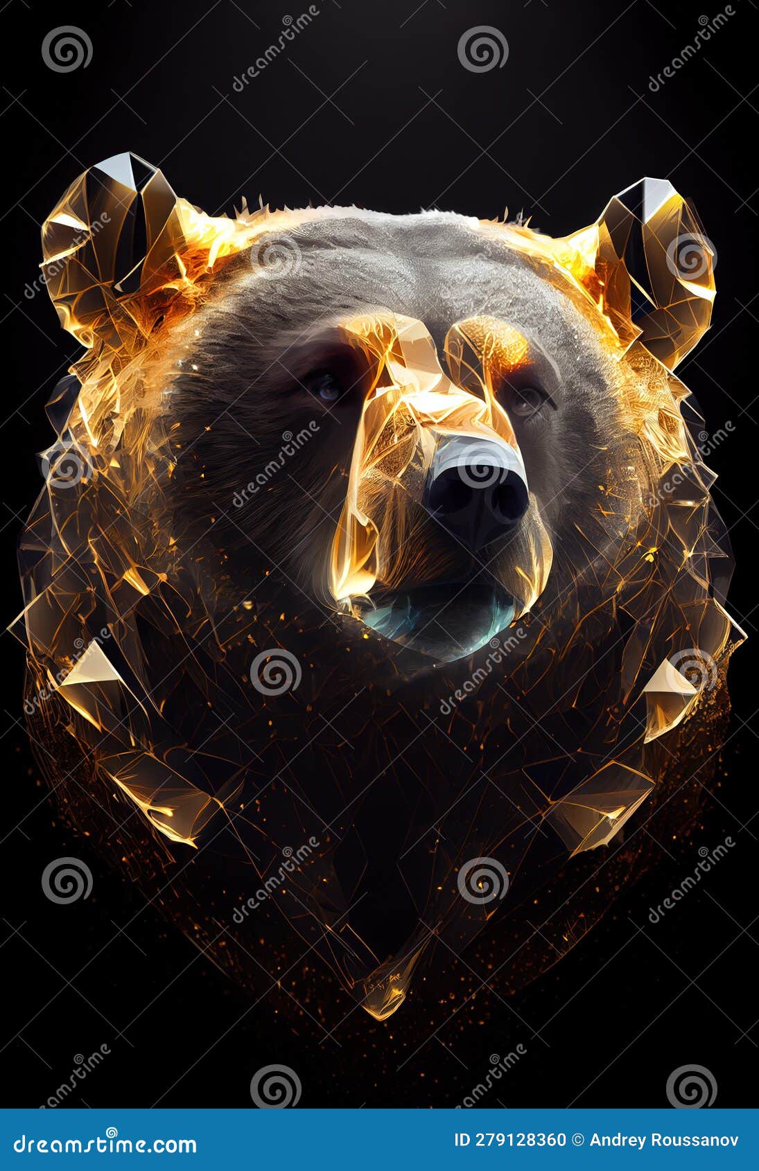 Fiery Bear Print or Logo. Ai Rendered. Stock Illustration ...