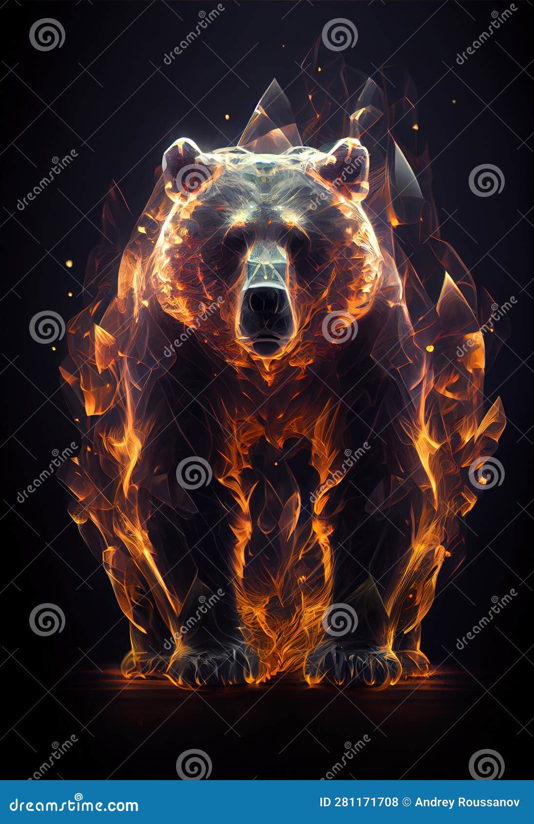Fiery Bear Print or Logo. Ai Rendered. Stock Illustration ...