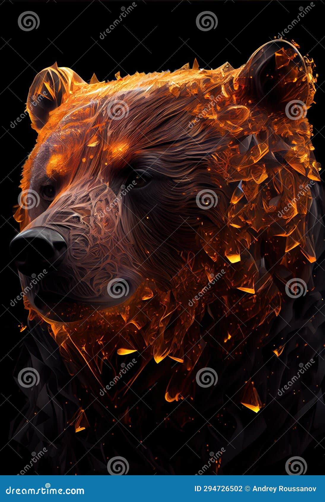 Fiery Bear Print or Logo. Ai Rendered. Stock Photo - Image of icon ...