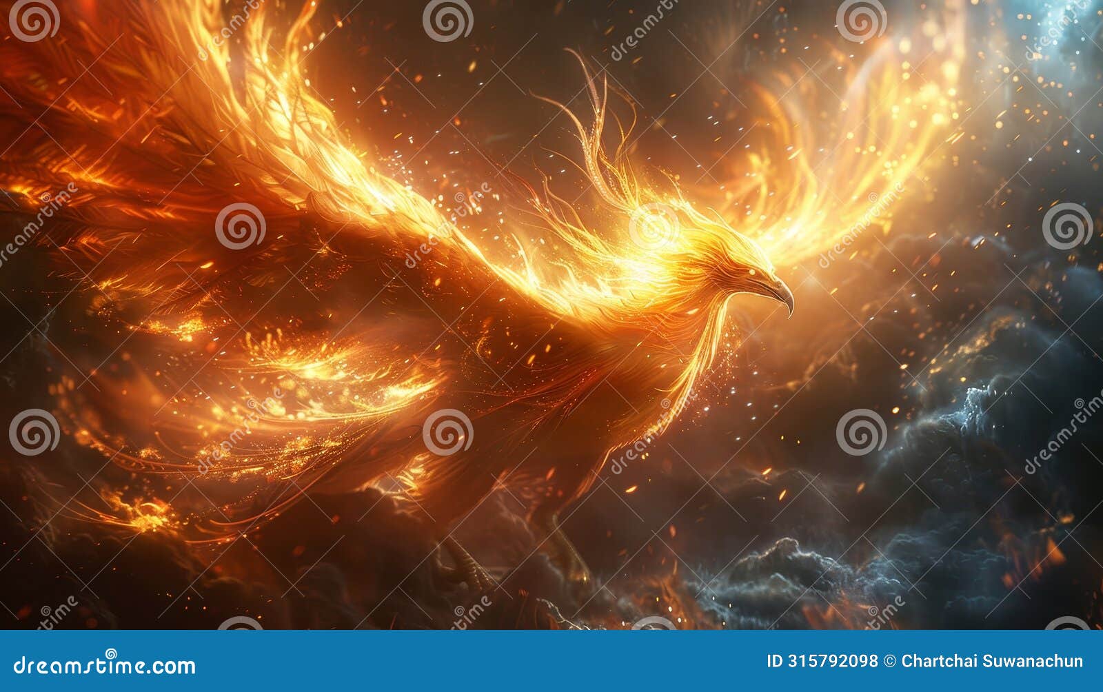 A Fiery Bird with Flames Shooting Out of Its Wings by AI Generated ...