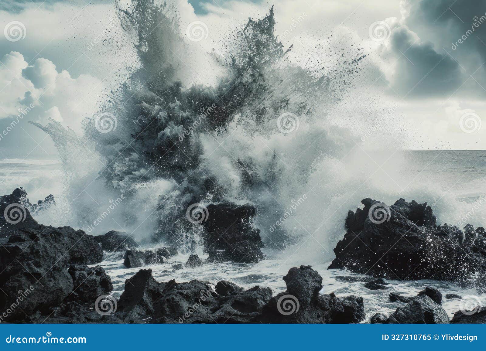 Fiery Black Charcoal Falling Rocks Explosion. Generate Ai Stock ...