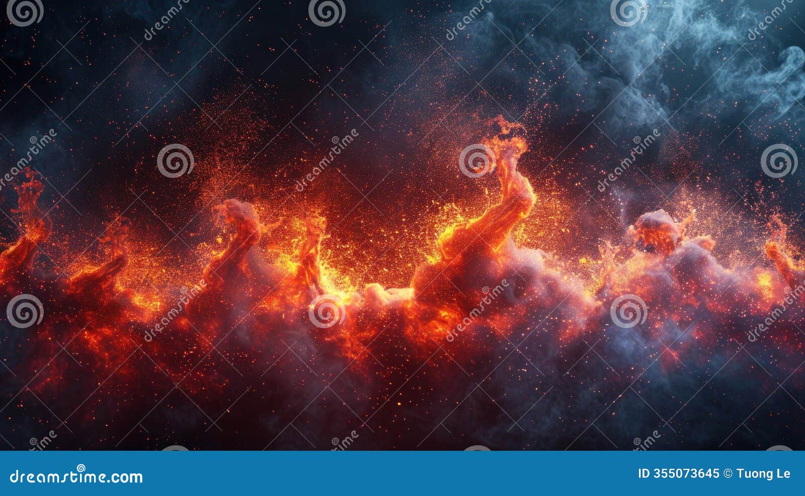 Fiery Blast: Explosive Border with Dark Smoke and Red Lava Stock ...