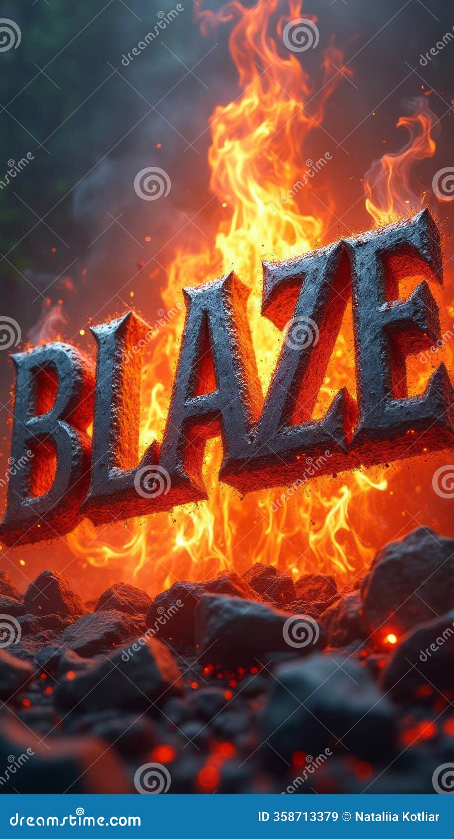 Fiery BLAZE Text Surrounded by Flames and Glowing Embers Stock Image - Image of fire ...
