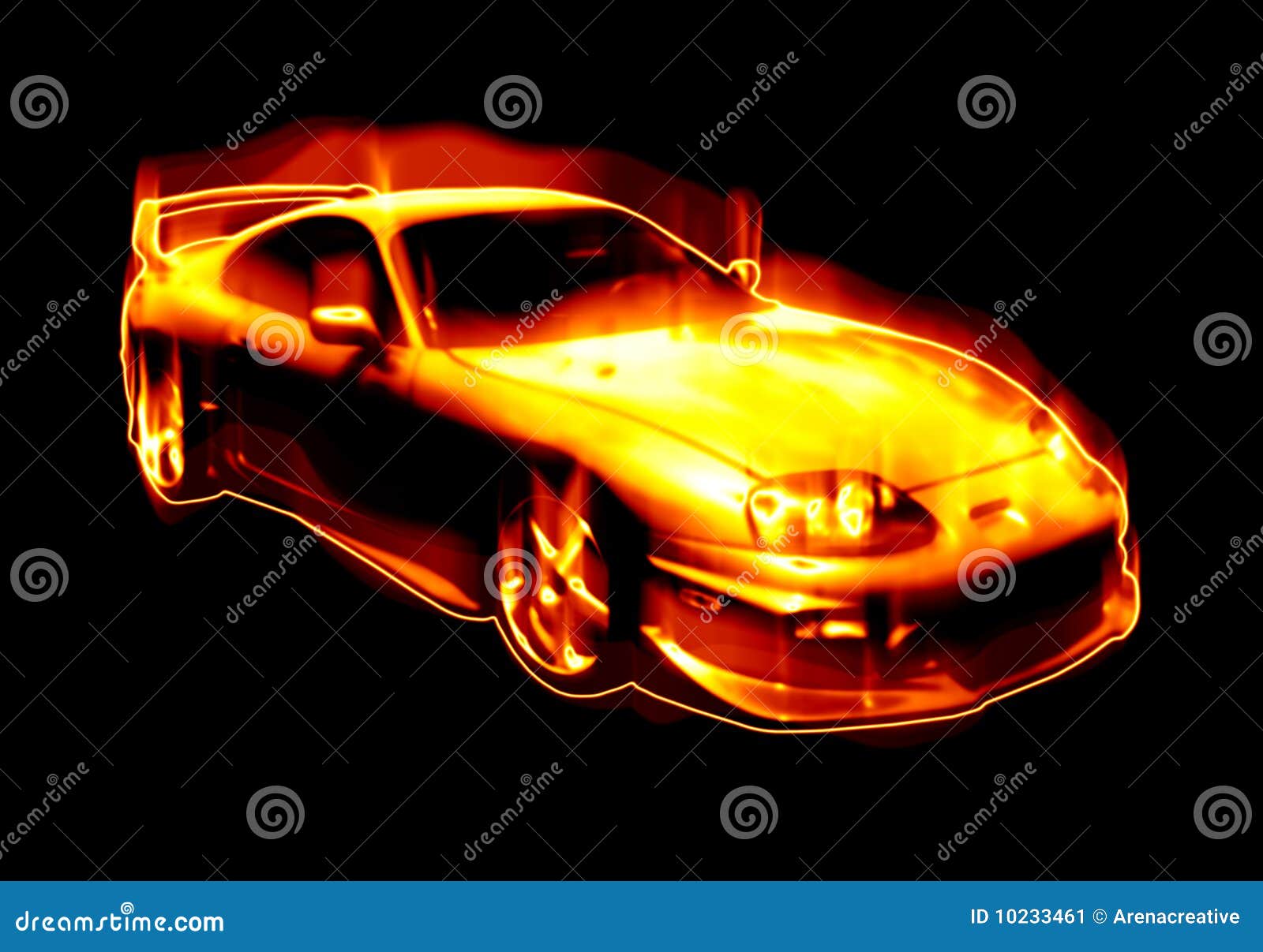 Fiery Blazing Sports Car stock illustration. Illustration of graphic ...
