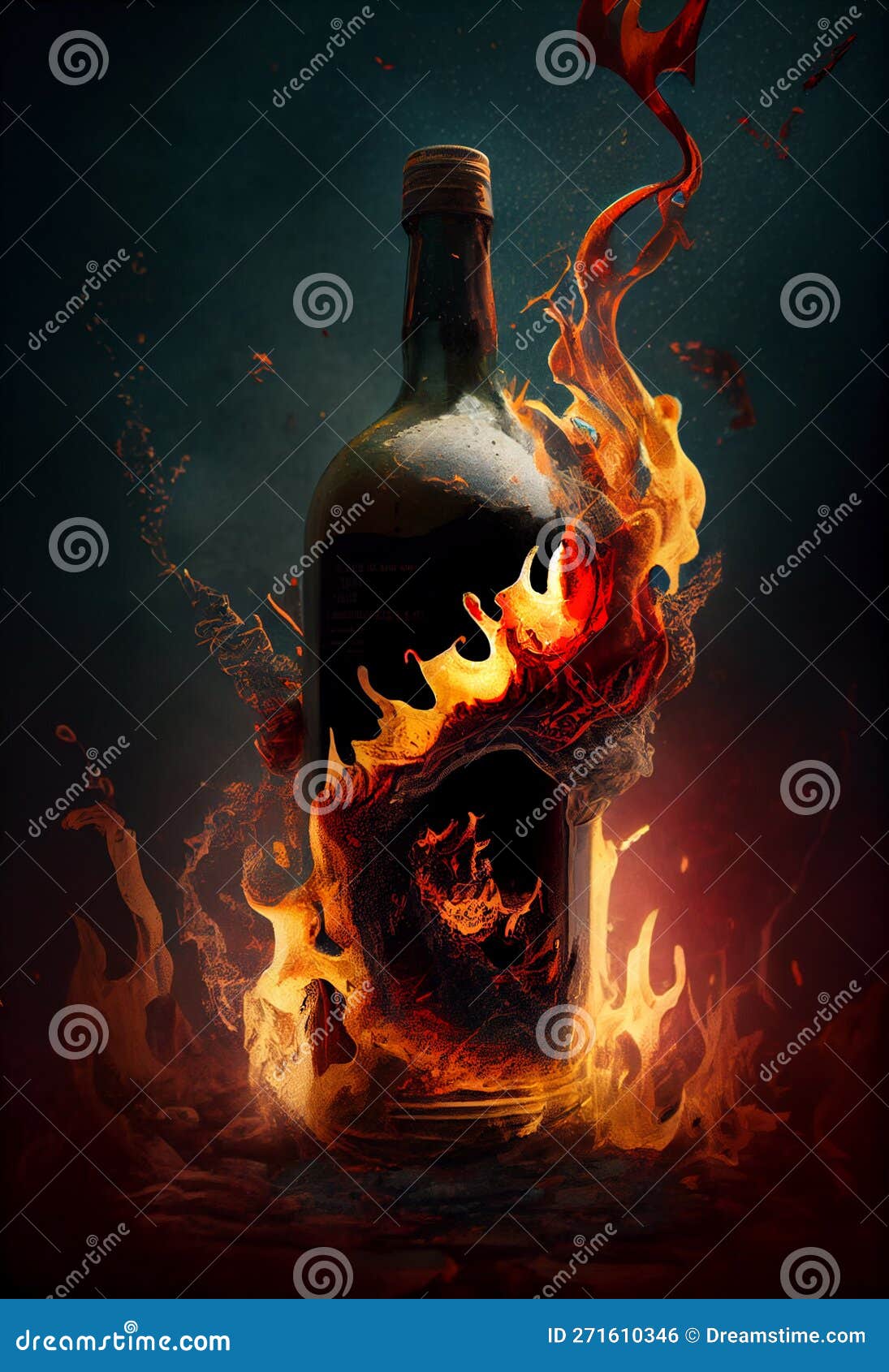 Fiery Bottle of Strong Alcohol with the Face of the Devil. AI Generated ...