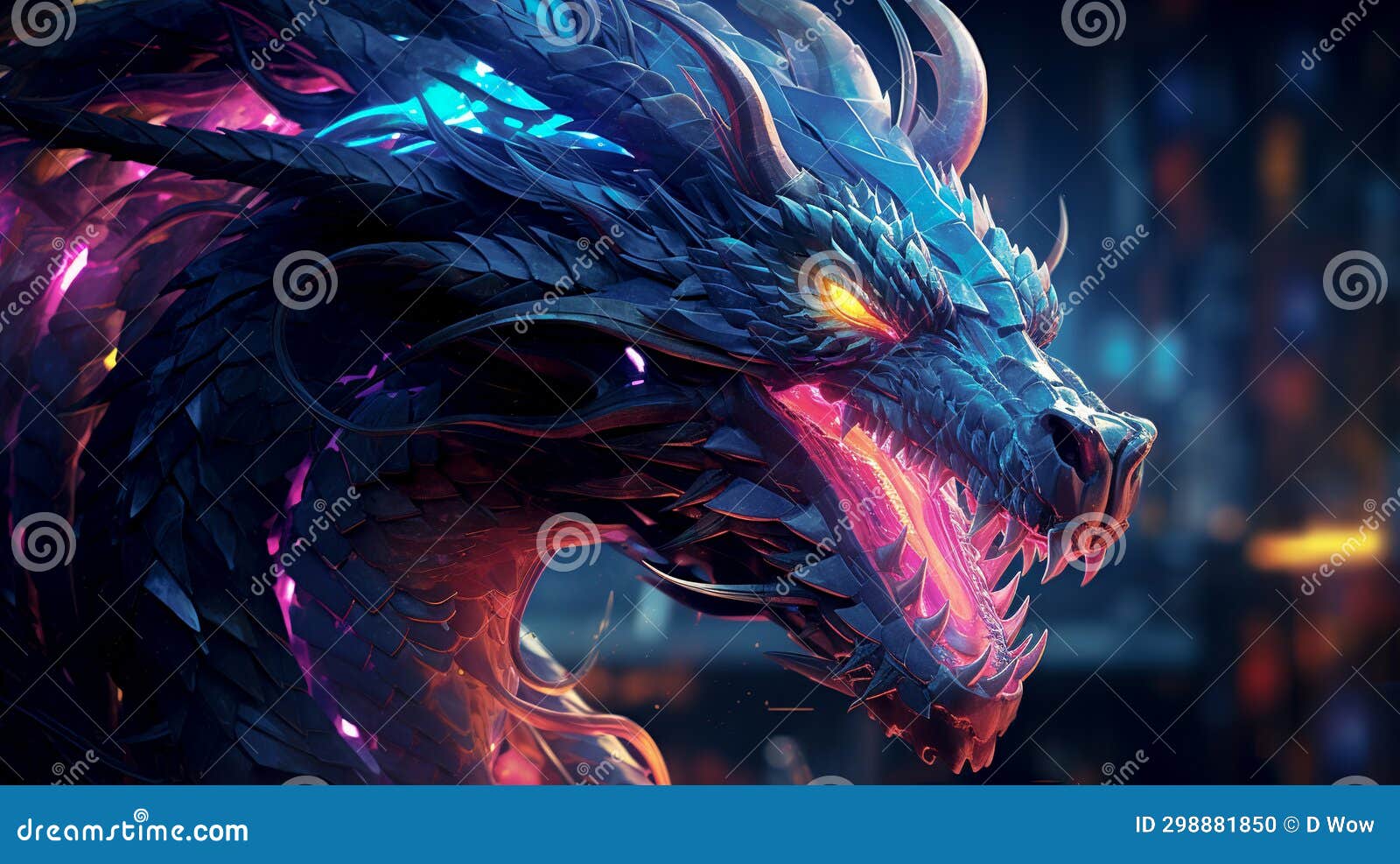 Fiery Bright Dragon on a Dark Background Stock Photo - Image of fire ...