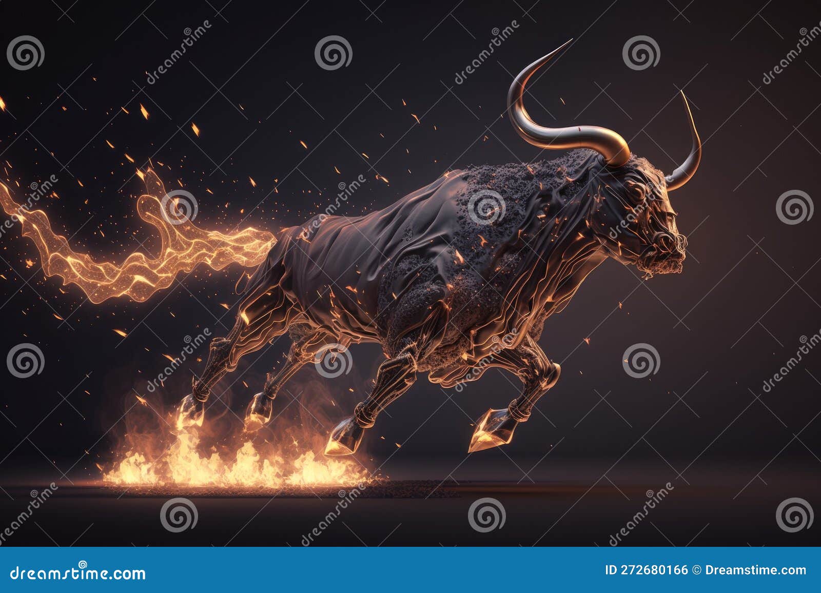 Fiery bull concept stock illustration. Illustration of animal - 272680166