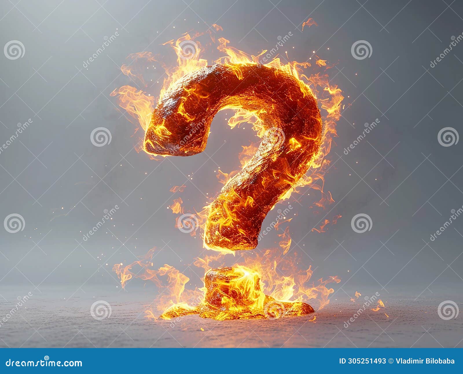Fiery Burning Question Mark on a Light Background Stock Illustration ...