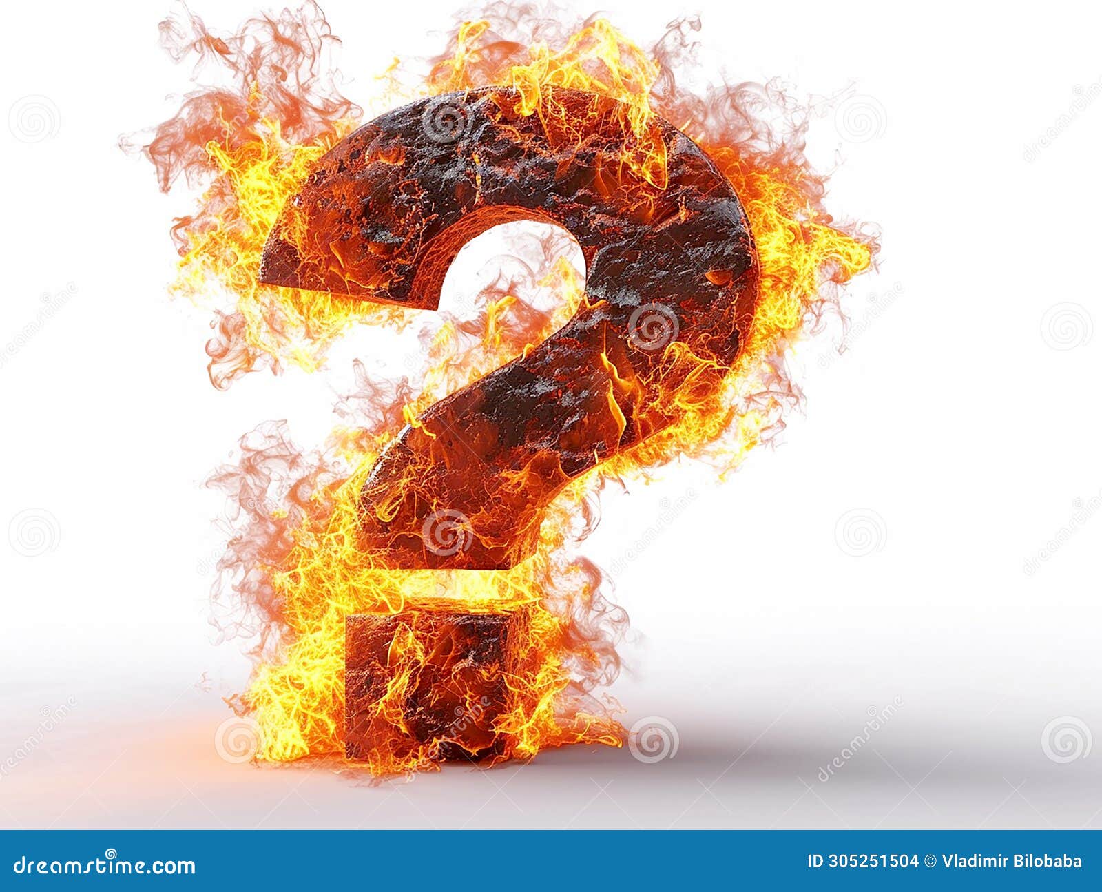 Fiery Burning Question Mark on a Light Background Stock Illustration ...