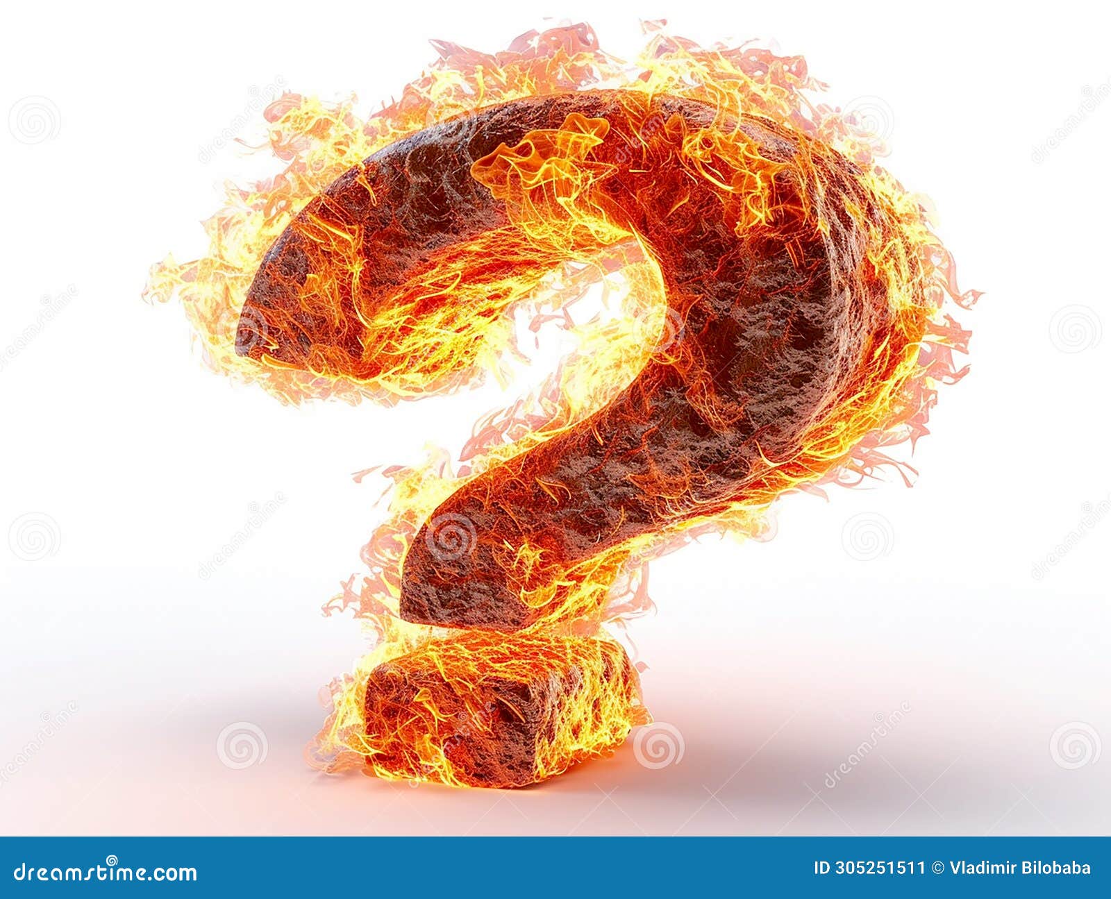 Fiery Burning Question Mark on a Light Background Stock Illustration ...