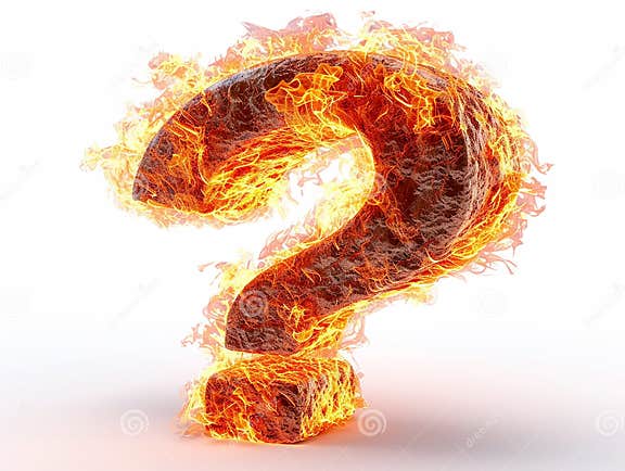 Fiery Burning Question Mark on a Light Background Stock Illustration ...