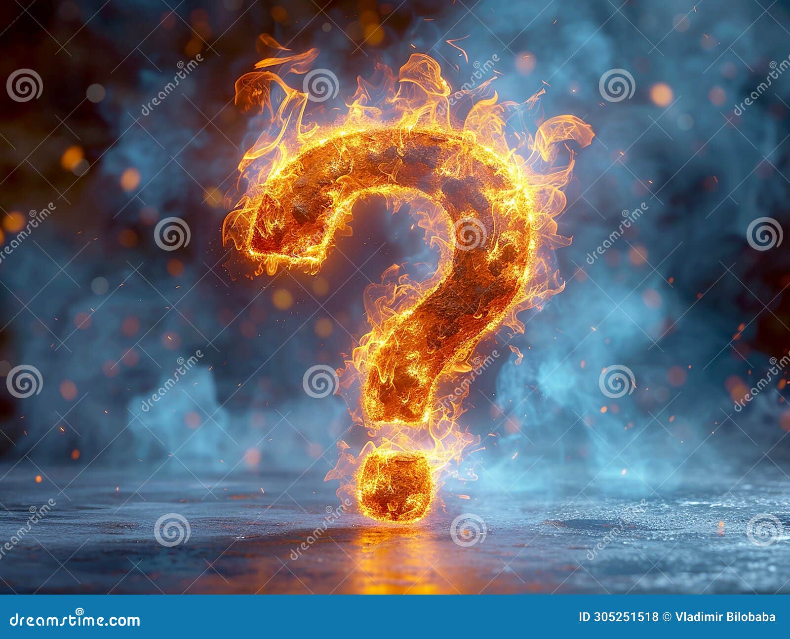 Fiery Burning Question Mark on a Light Background Stock Illustration ...