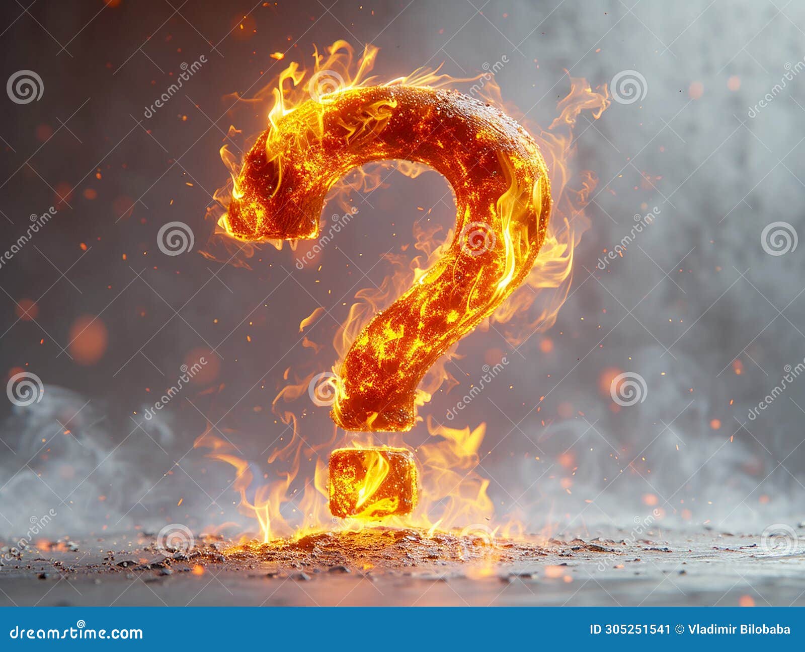 Fiery Burning Question Mark On A Light Background Royalty-Free Stock ...